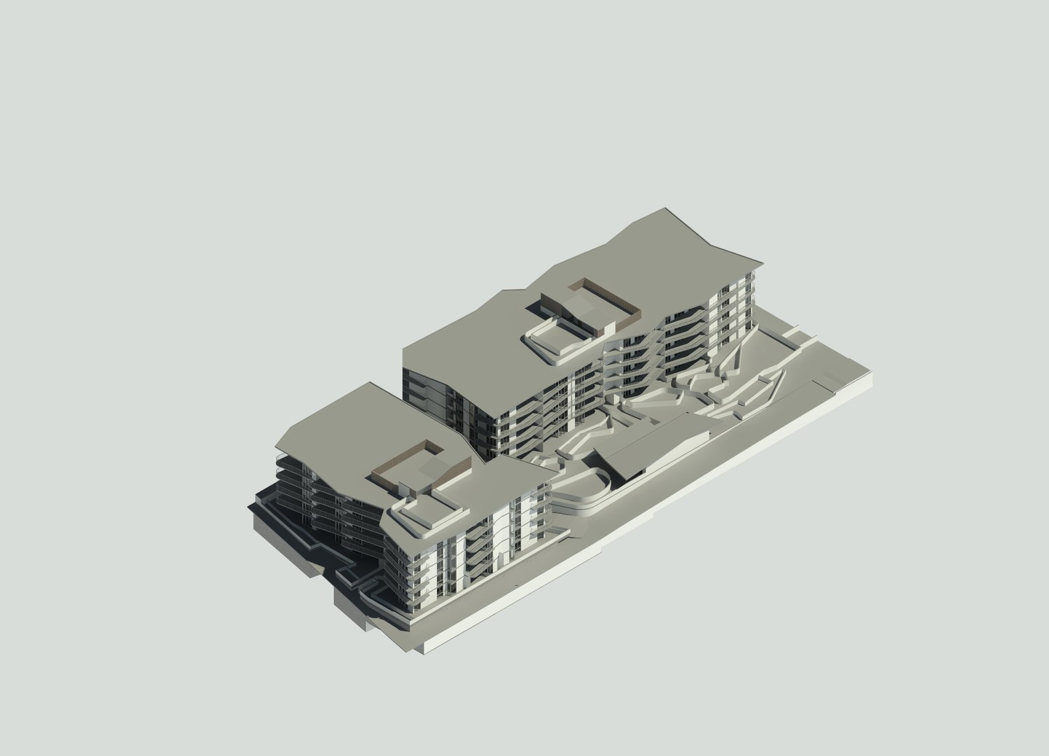 Large Apartment Building Complex 3D Model - TurboSquid 2220639