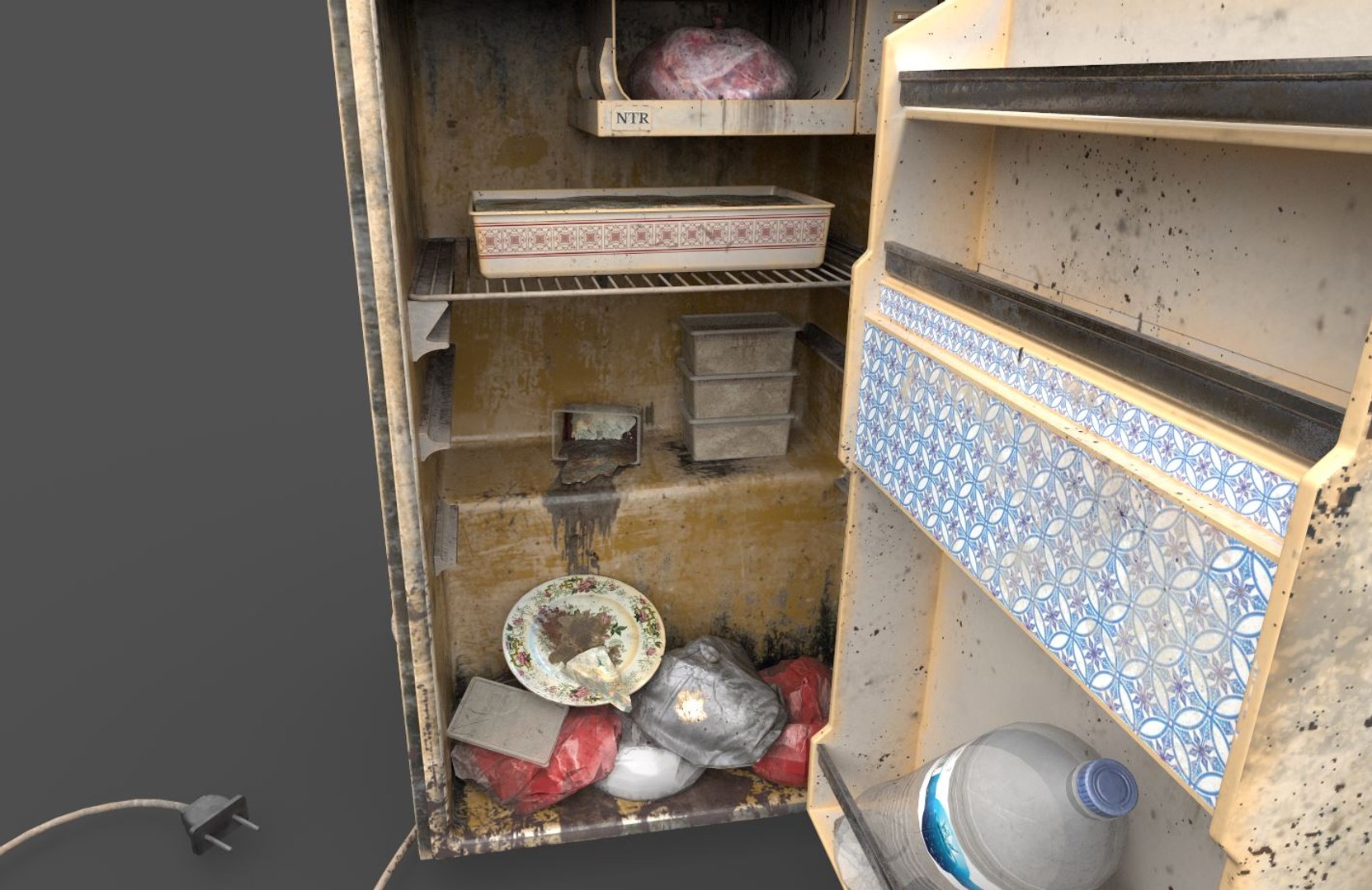 3D Old Dirty Mini Fridge - TurboSquid 2063965