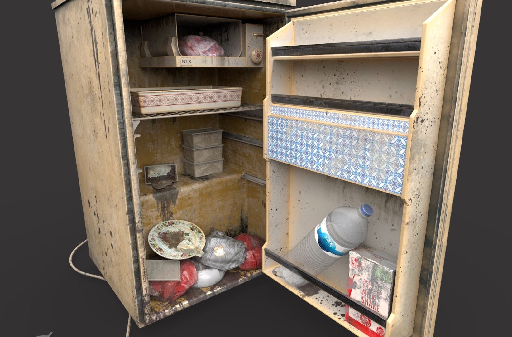 3D Old Dirty Mini Fridge - TurboSquid 2063965