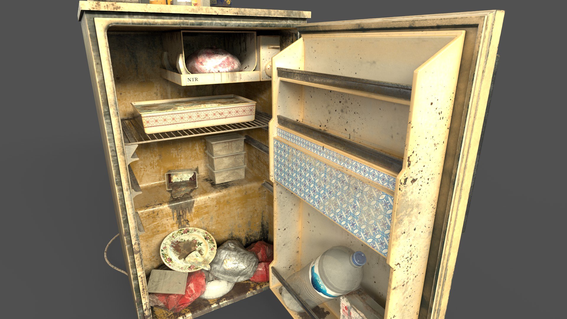 3D Old Dirty Mini Fridge - TurboSquid 2063965