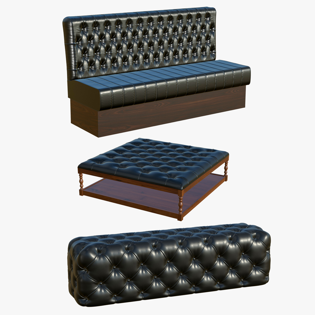 3D Chesterfield Sofa Coffee Table With Booth Restaurante model ...