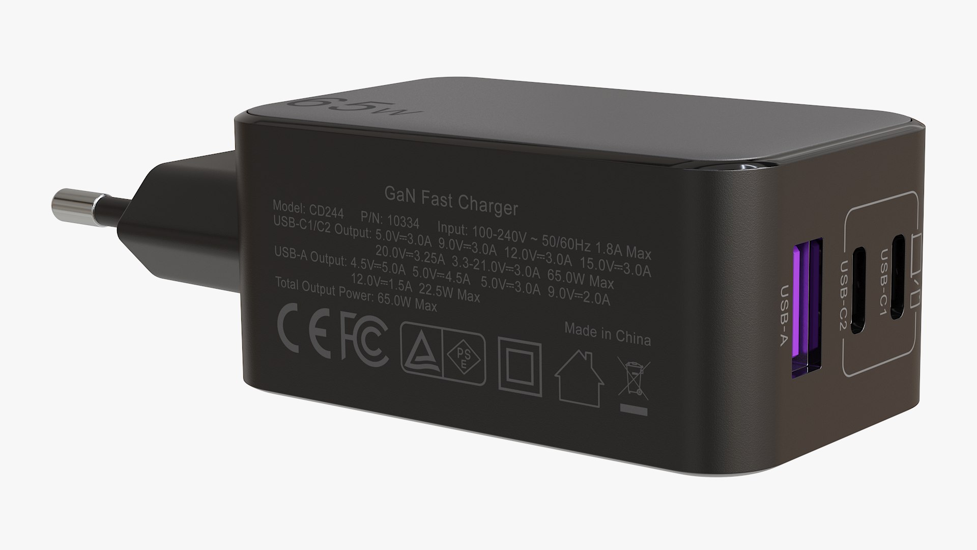 3D USB Power Adapter 03 EU Black - TurboSquid 2248263