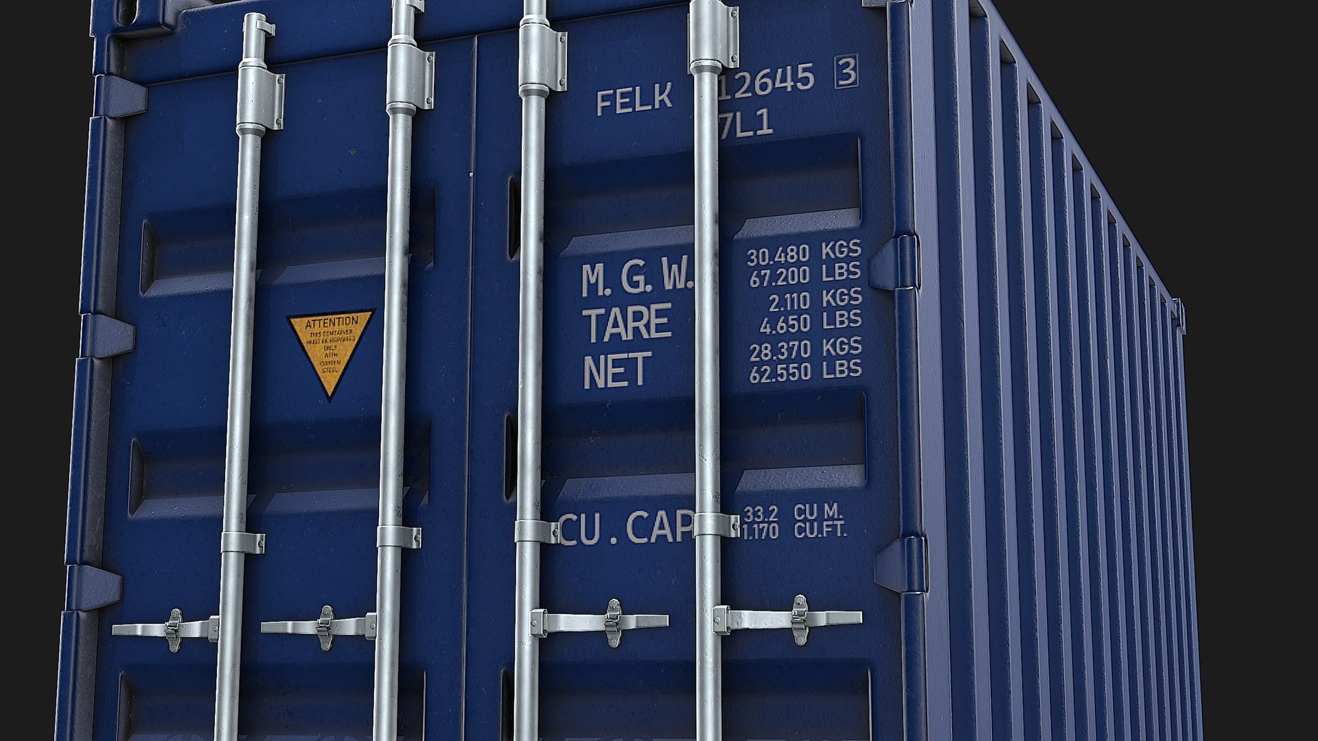 3D 20ft Shipping Container - Blue - TurboSquid 2150734