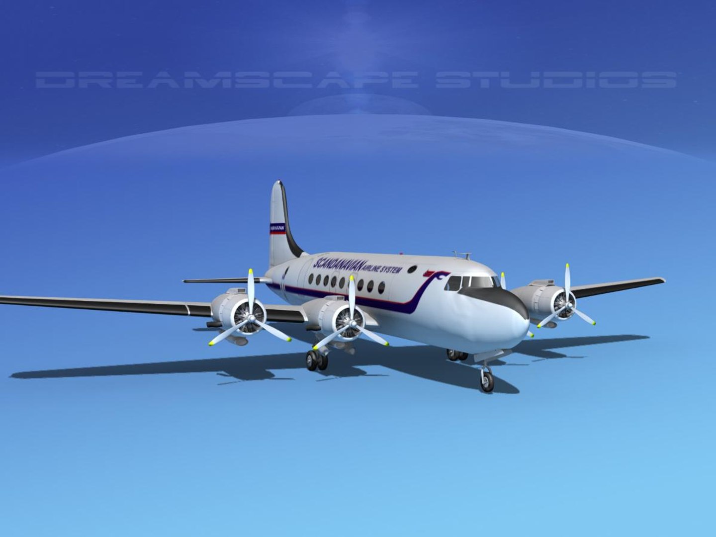 Dc-4 Airlines 3d Model