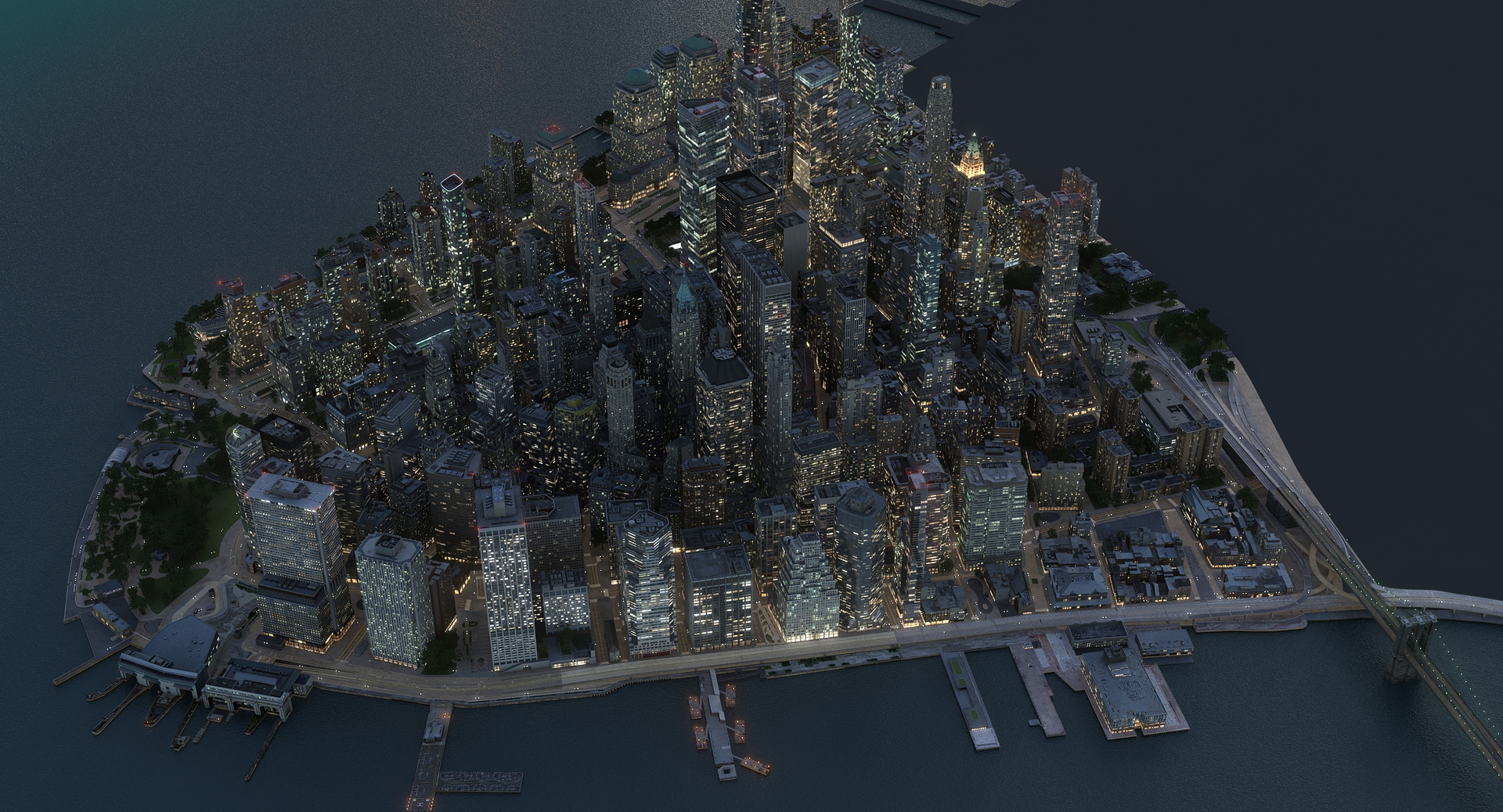 3D manhattan lower night - TurboSquid 1407361