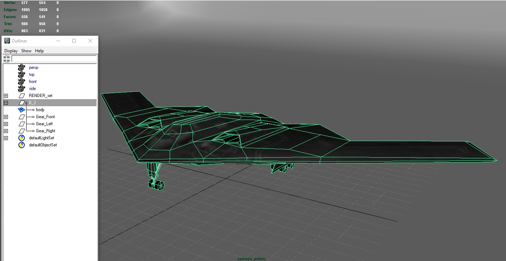 3d model low-poly b2 stealth bomber