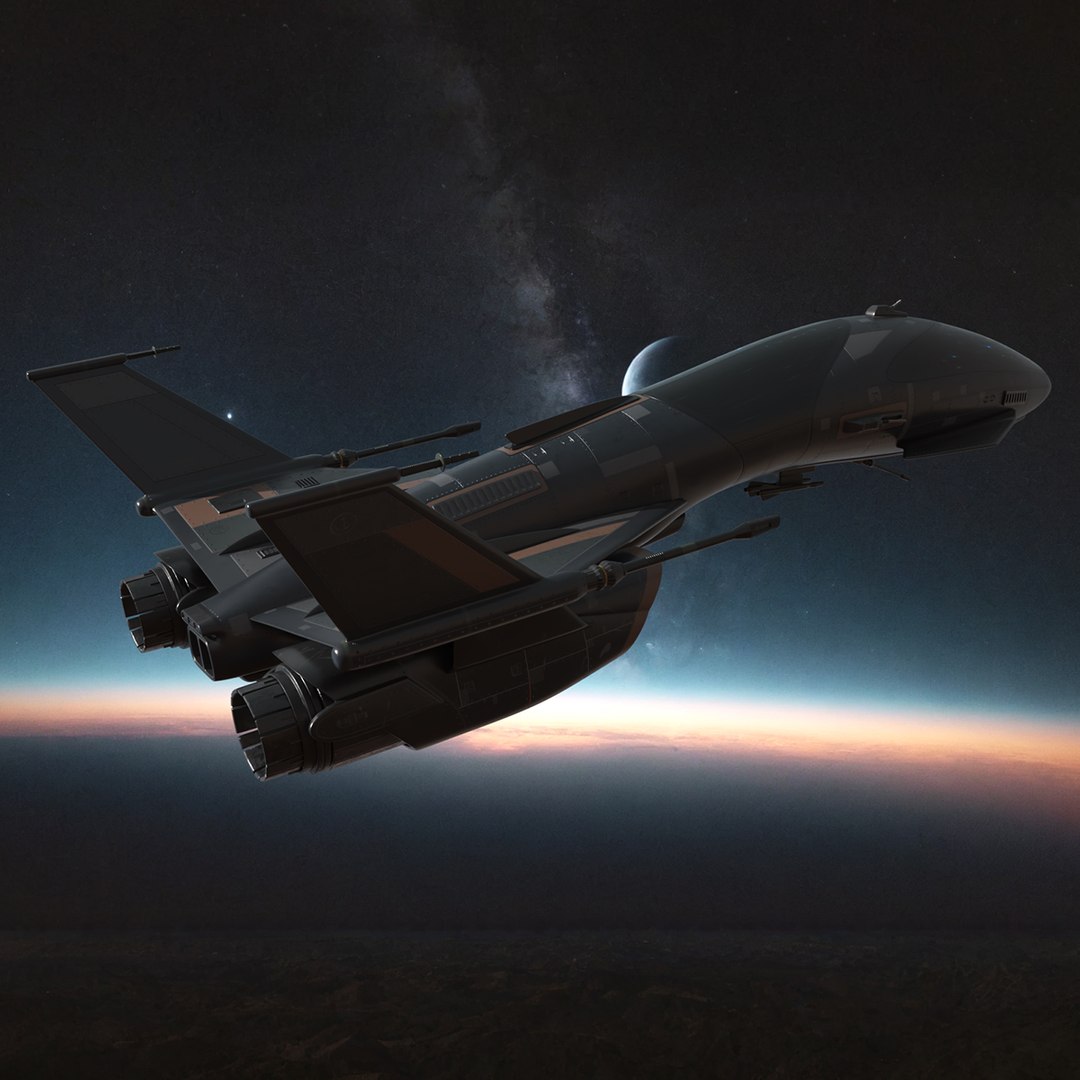 Black Futuristic Fighter Spaceship Rigged 3D Model - TurboSquid 2348776