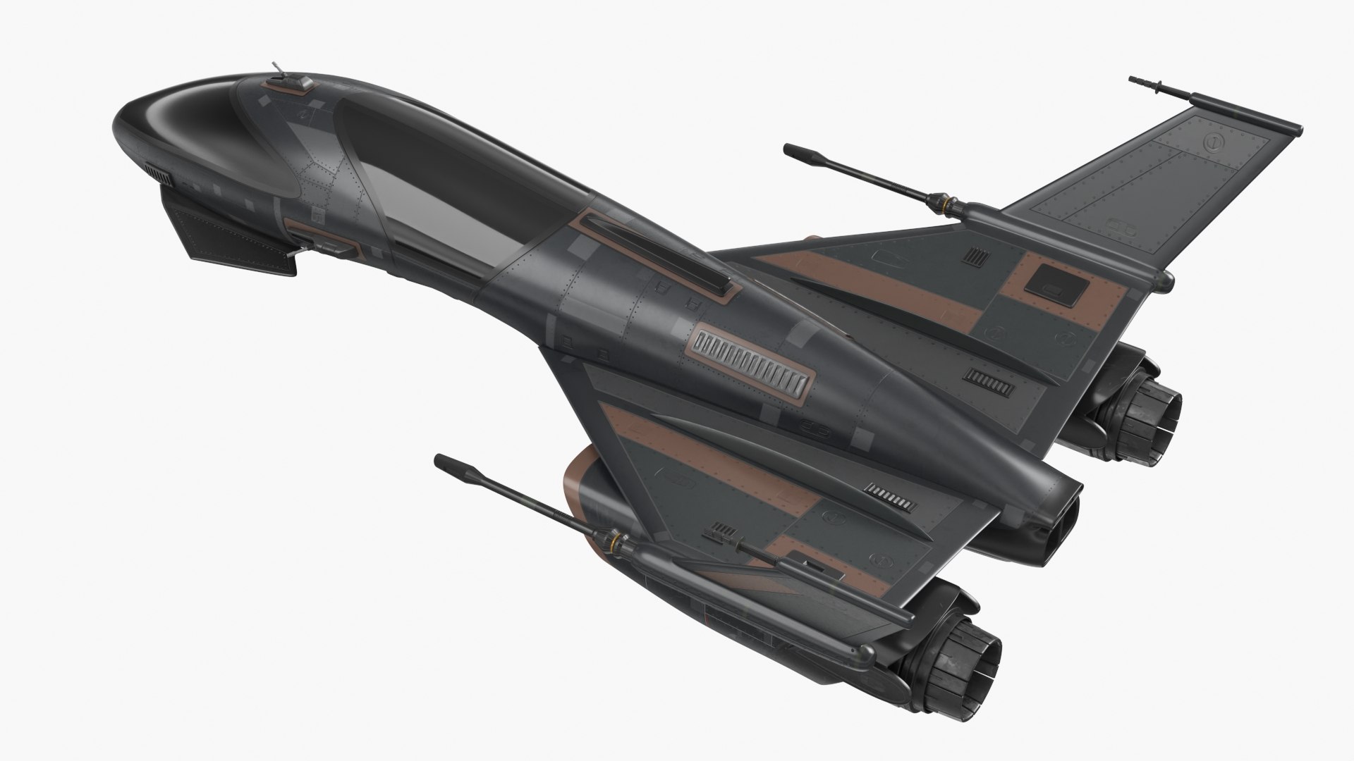 Black Futuristic Fighter Spaceship Rigged 3D Model - TurboSquid 2348776