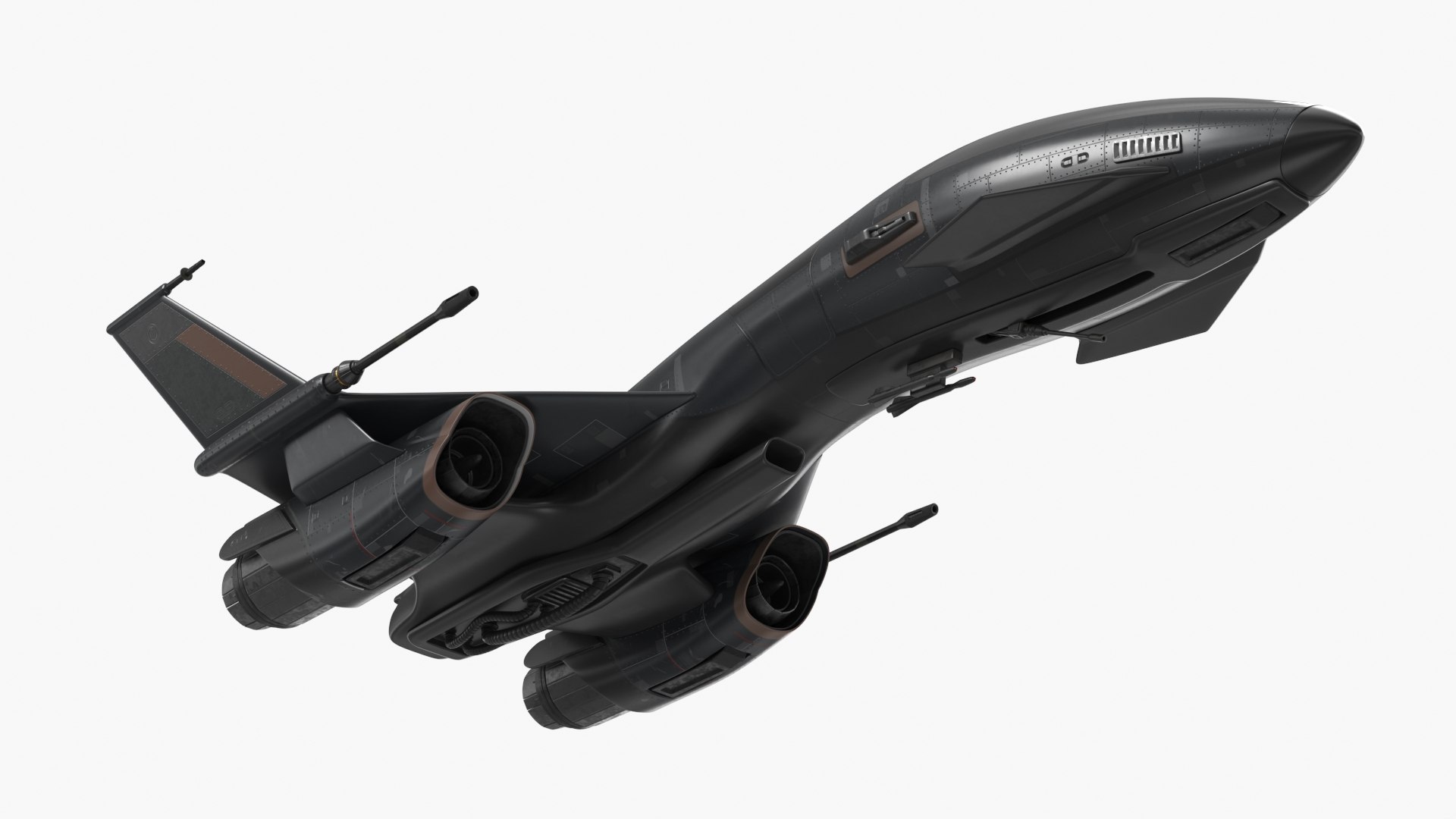 Black Futuristic Fighter Spaceship Rigged 3D Model - TurboSquid 2348776