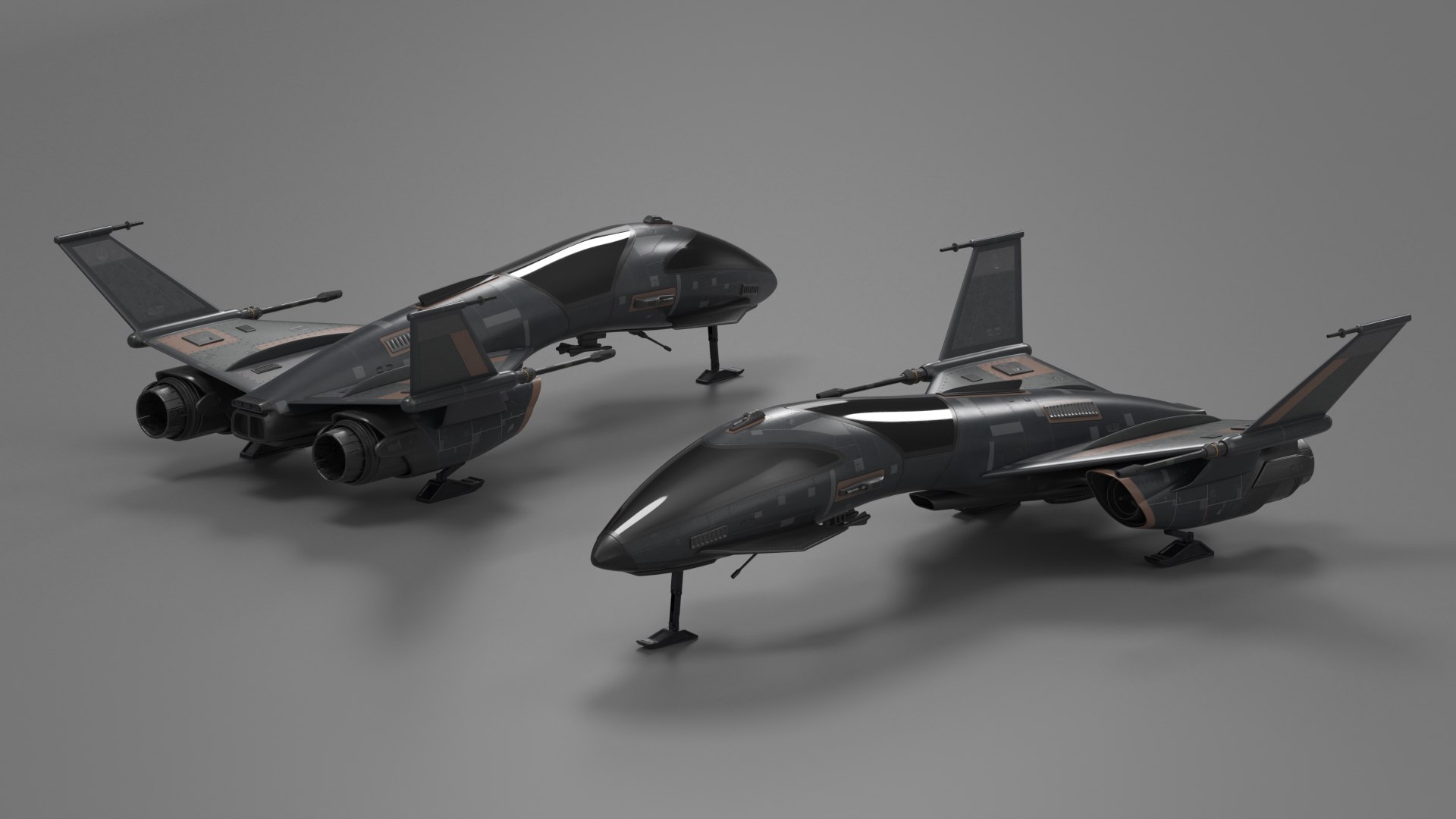 Black Futuristic Fighter Spaceship Rigged 3D Model - TurboSquid 2348776