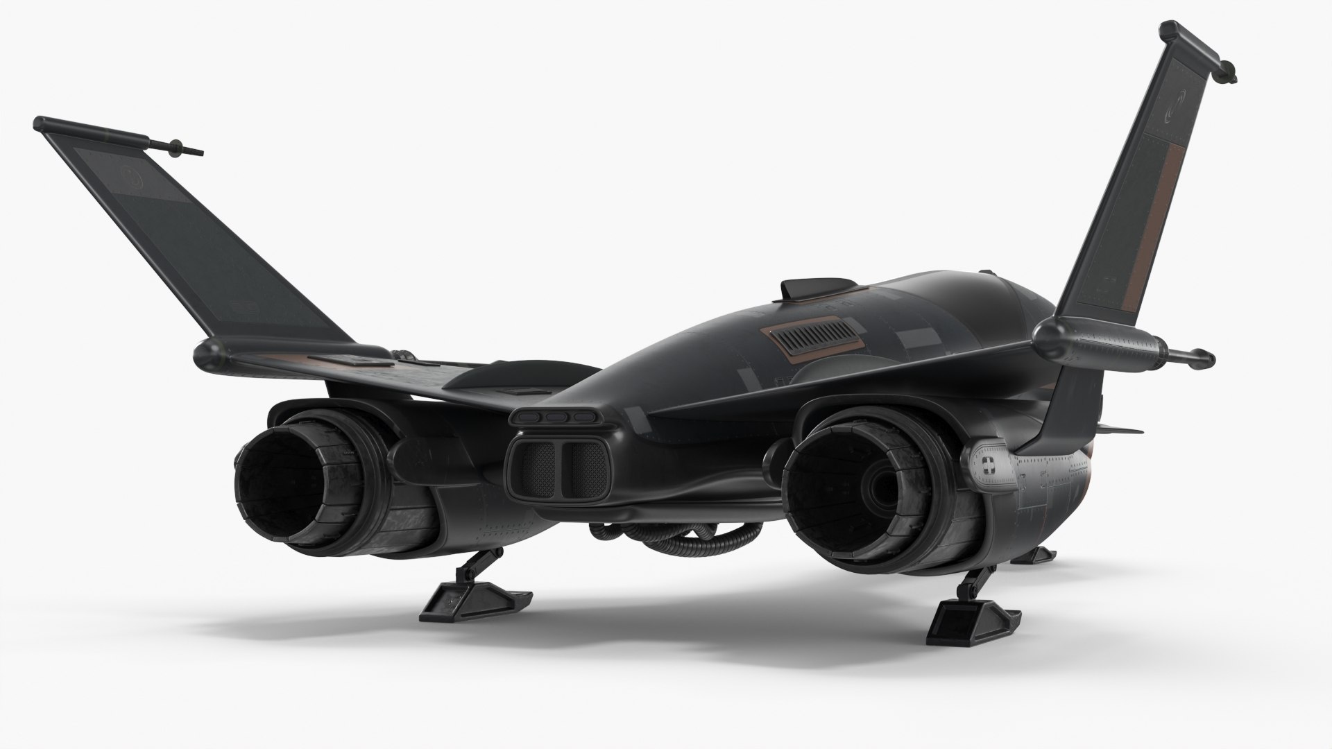 Black Futuristic Fighter Spaceship Rigged 3D Model - TurboSquid 2348776