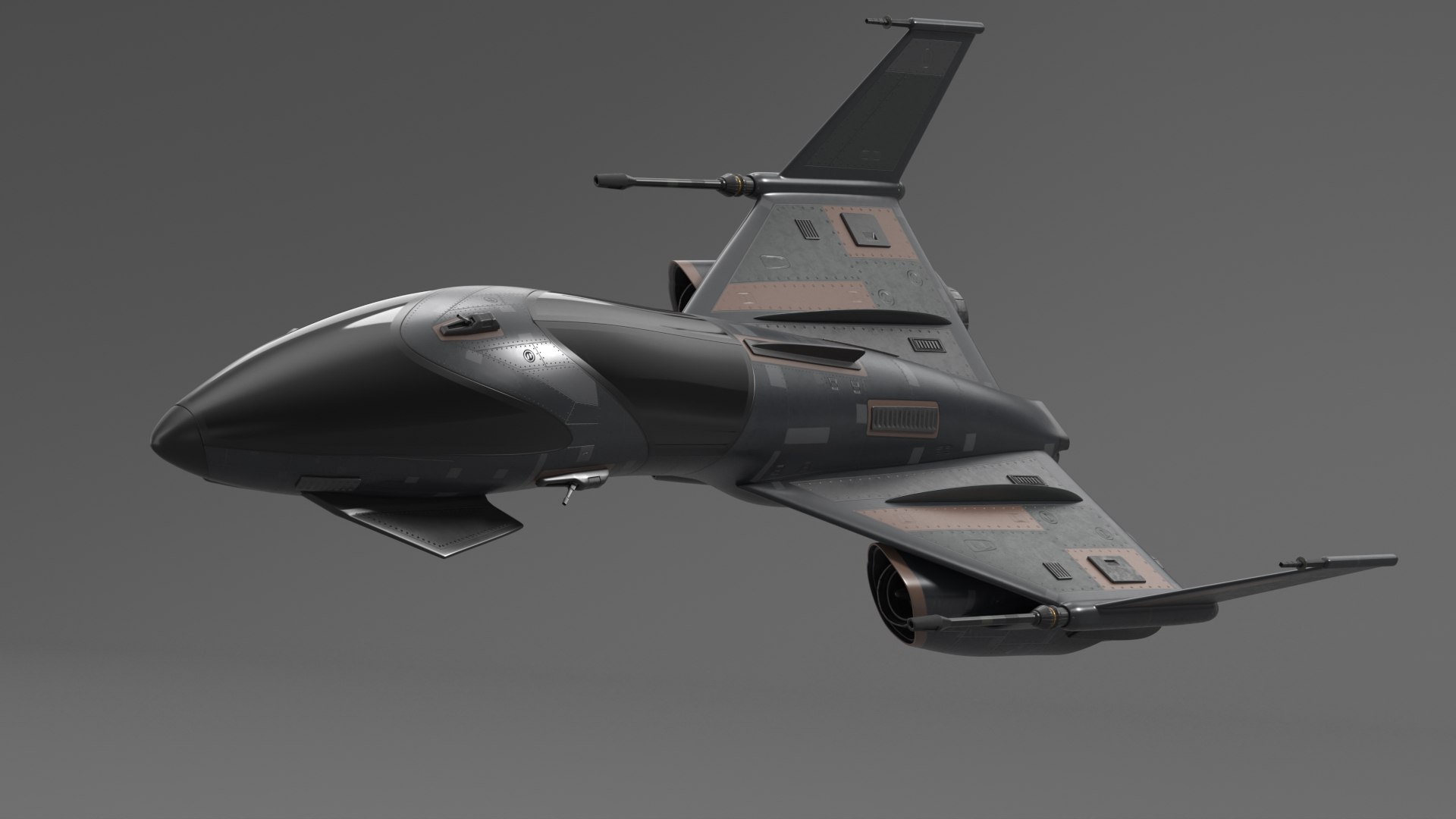 Black Futuristic Fighter Spaceship Rigged 3D Model - TurboSquid 2348776