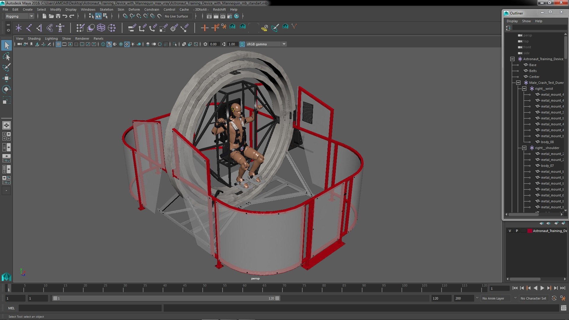 3D Astronaut Training Device with Mannequin - TurboSquid 2136809