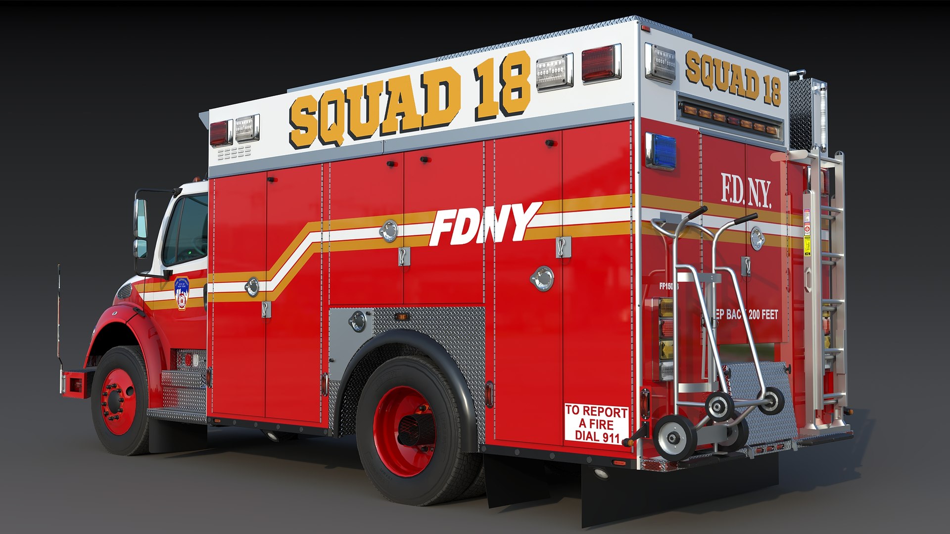 3D Fire Truck FDNY Squad Freightliner M2 106 - TurboSquid 2281990