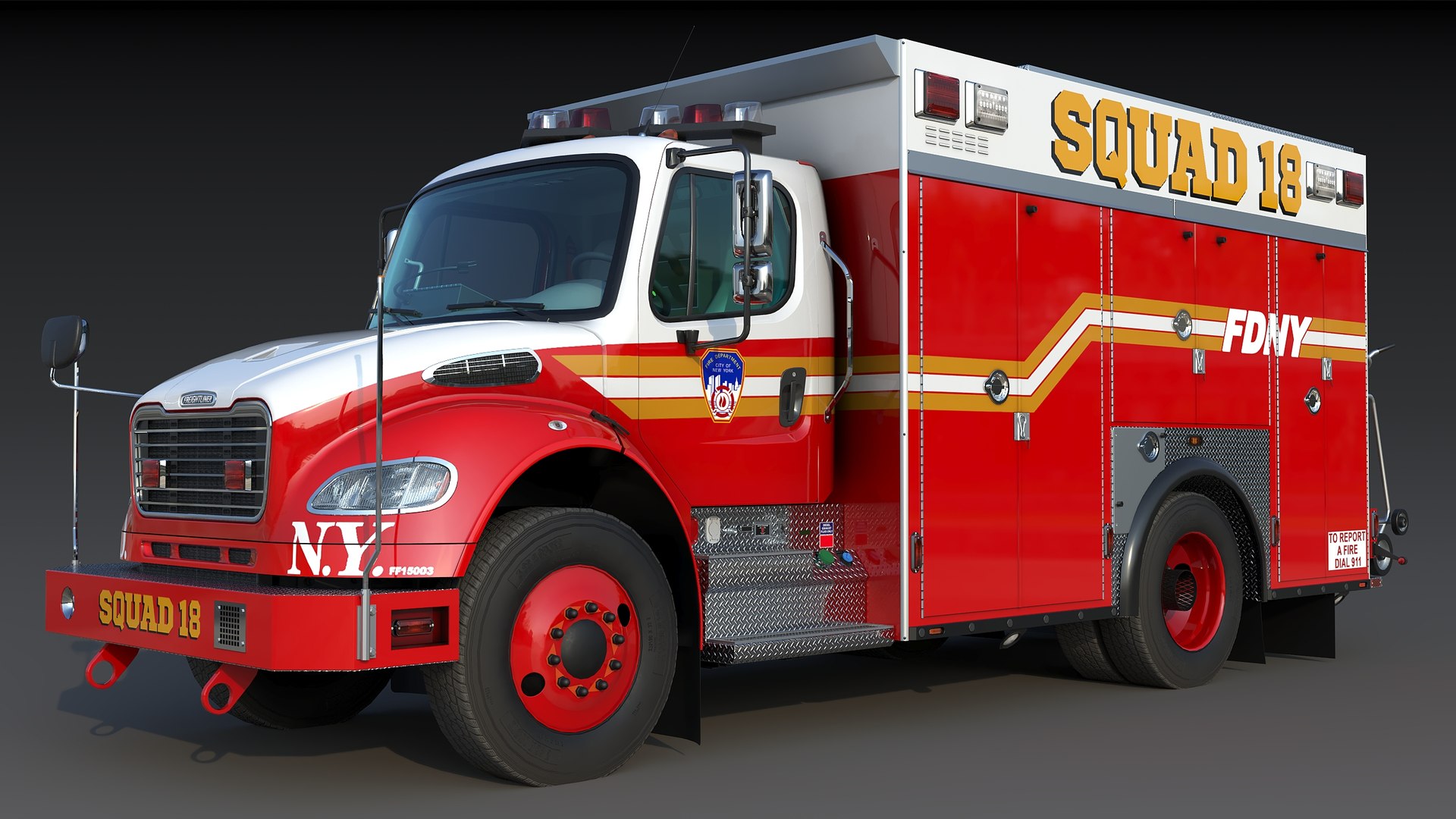 3D Fire Truck FDNY Squad Freightliner M2 106 - TurboSquid 2281990