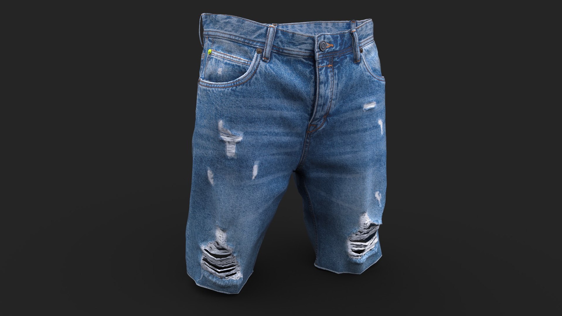 Ripped Denim Shorts - Streetwear Fashion 3D Model - TurboSquid 1976328