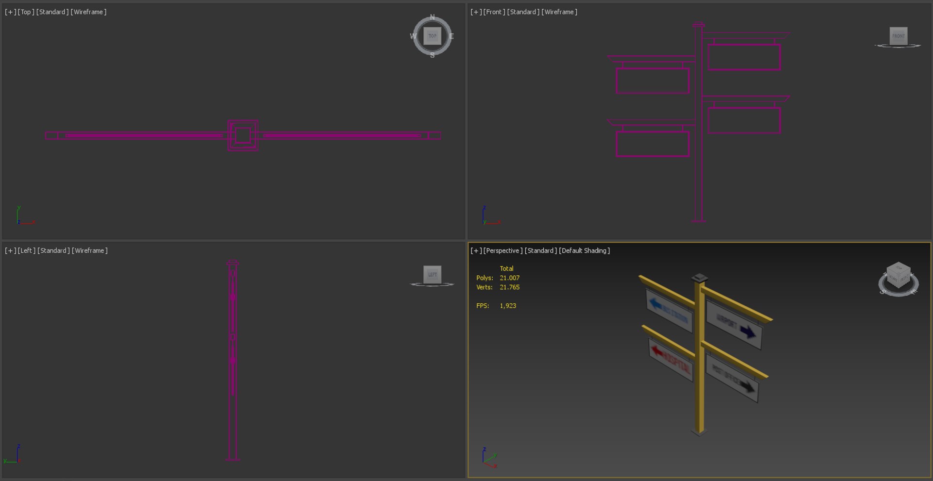 3D Metal-legged Multi-directional Directional Sign With Arms ...