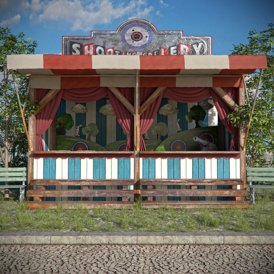 Old Funfair Shooting Gallery 3d Model
