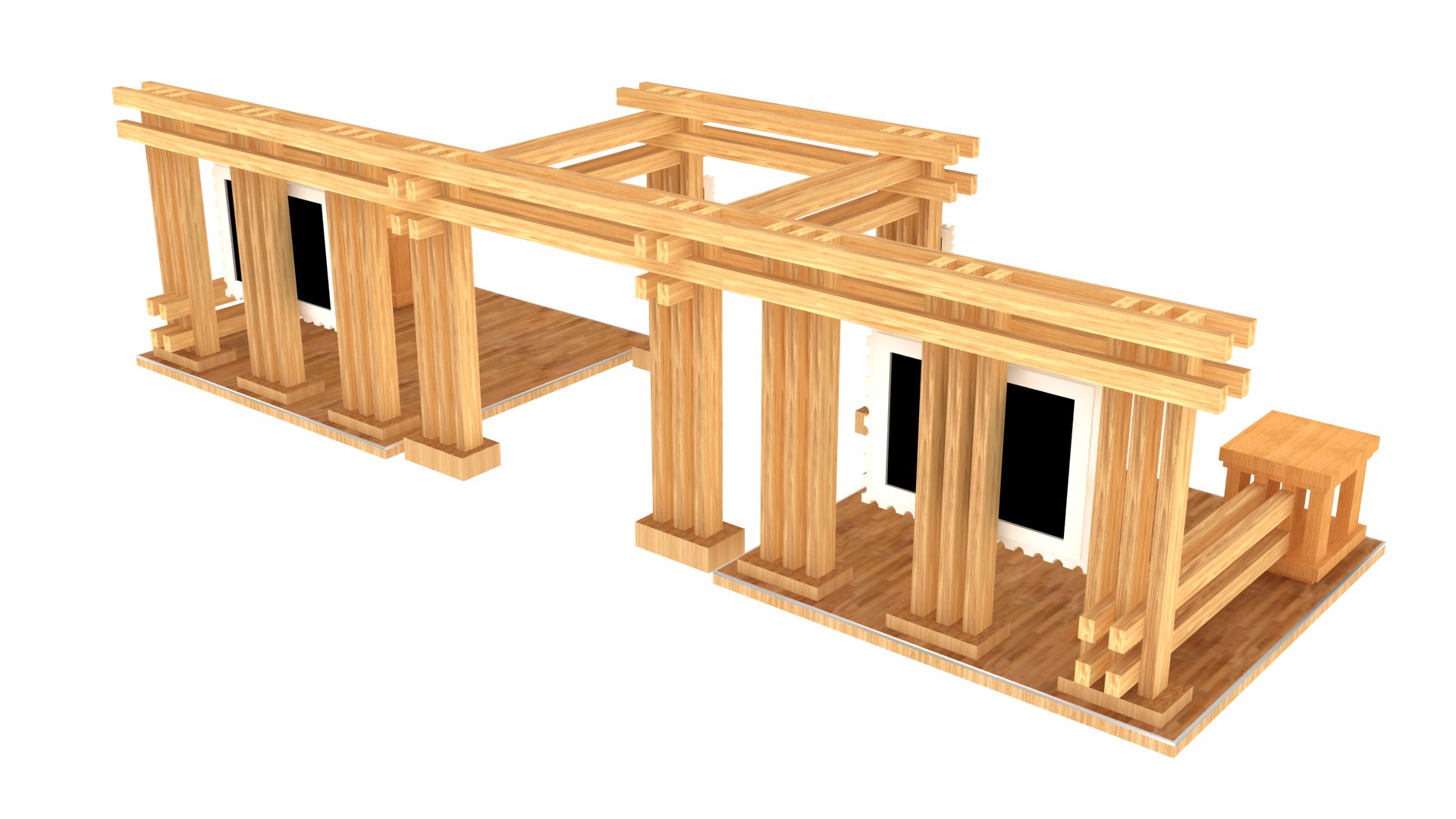 Gate And Booth Wood Construction Model - TurboSquid 2062902
