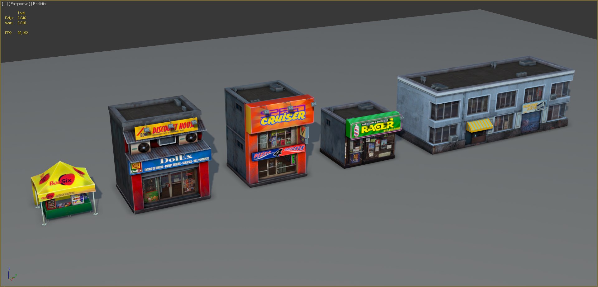 3d set small stores - model