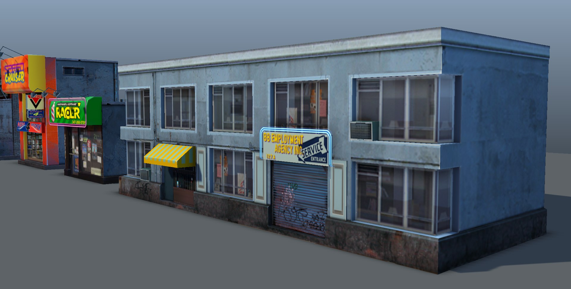 3d set small stores - model