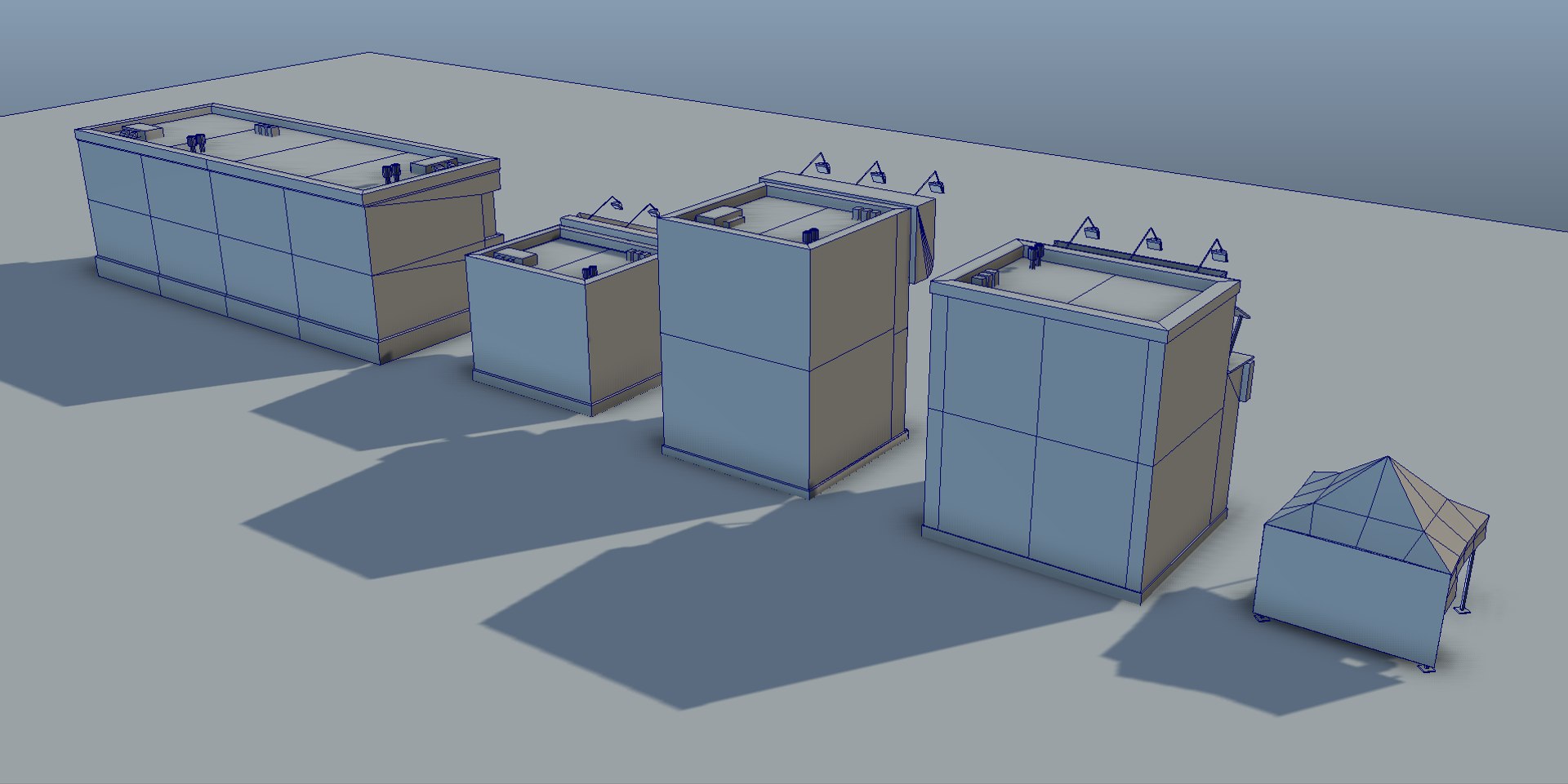 3d set small stores - model