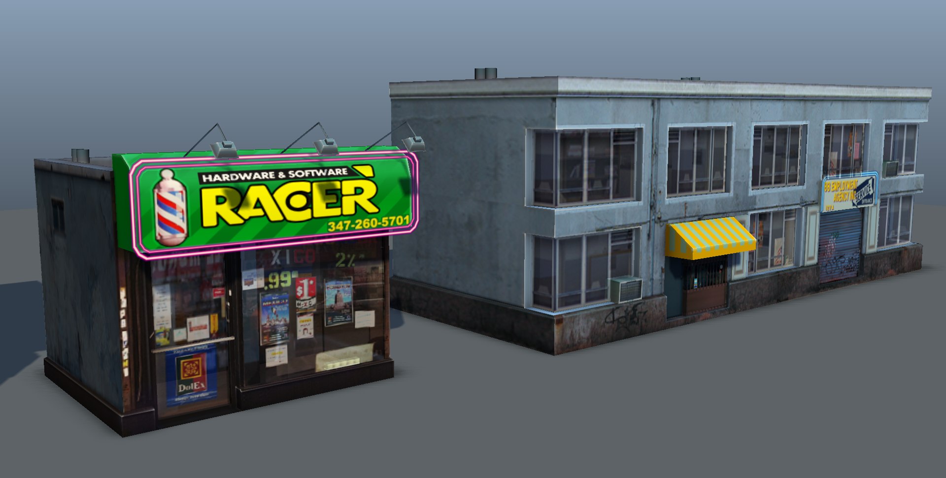 3d set small stores - model