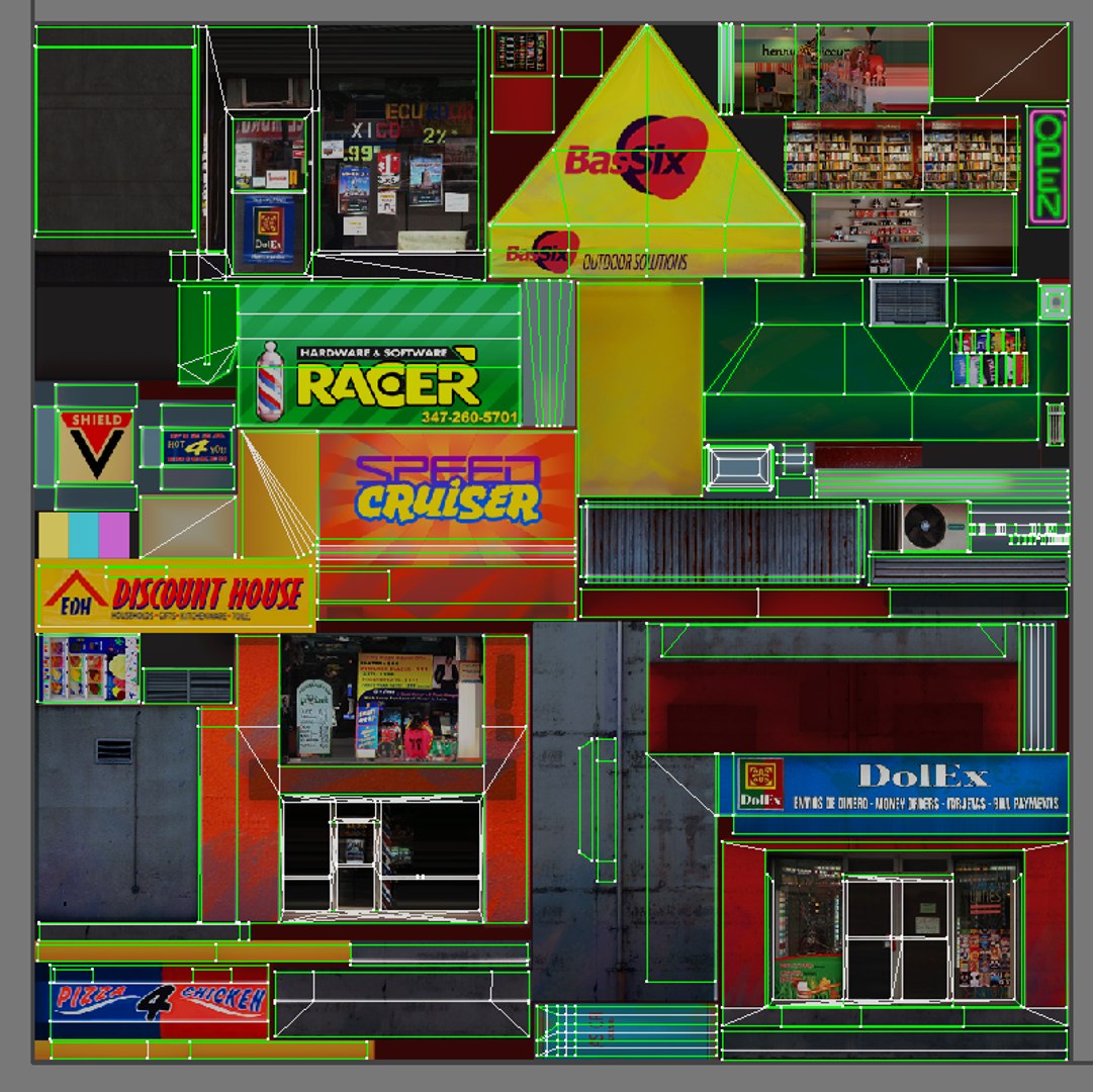 3d set small stores - model