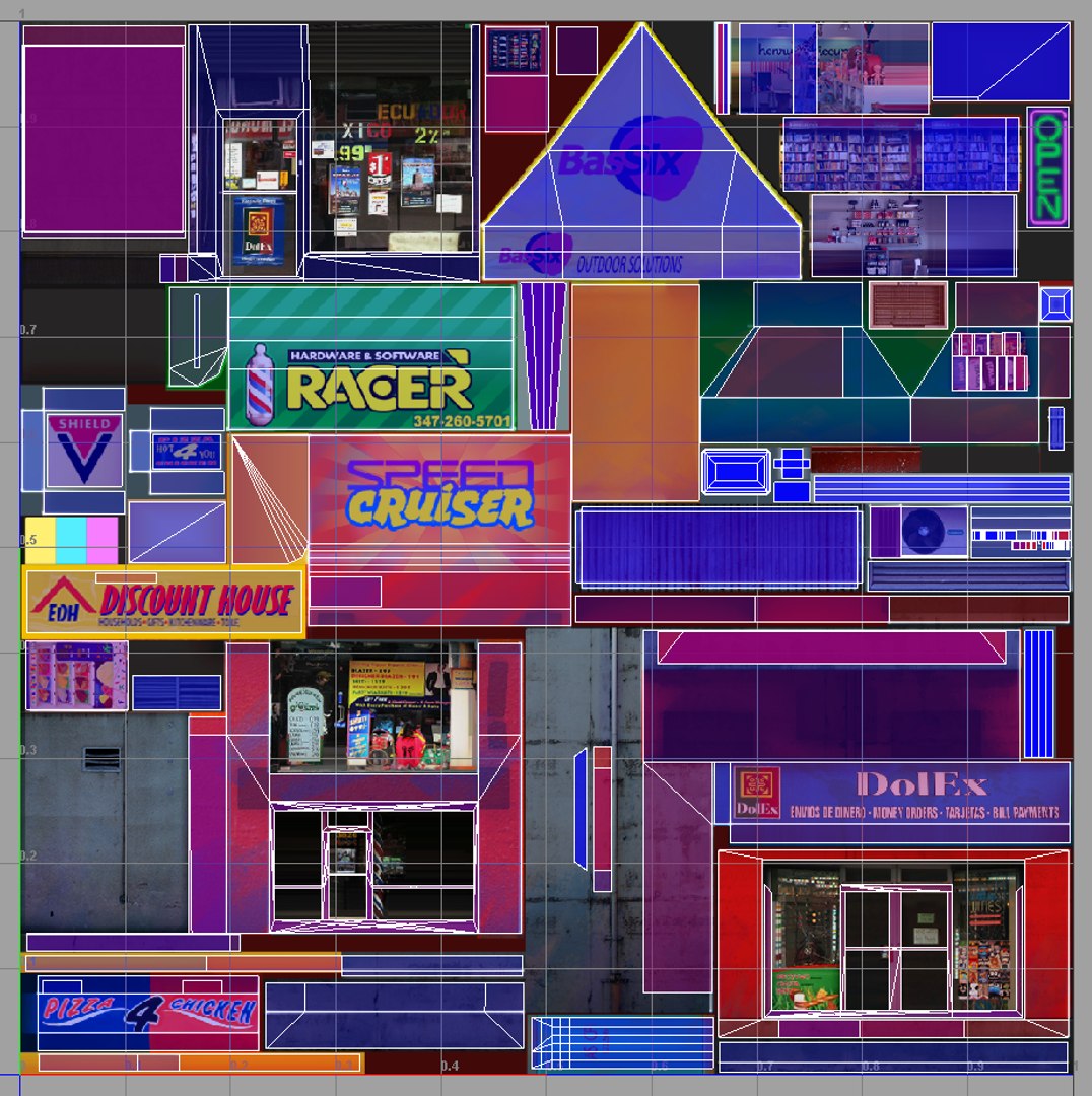 3d set small stores - model