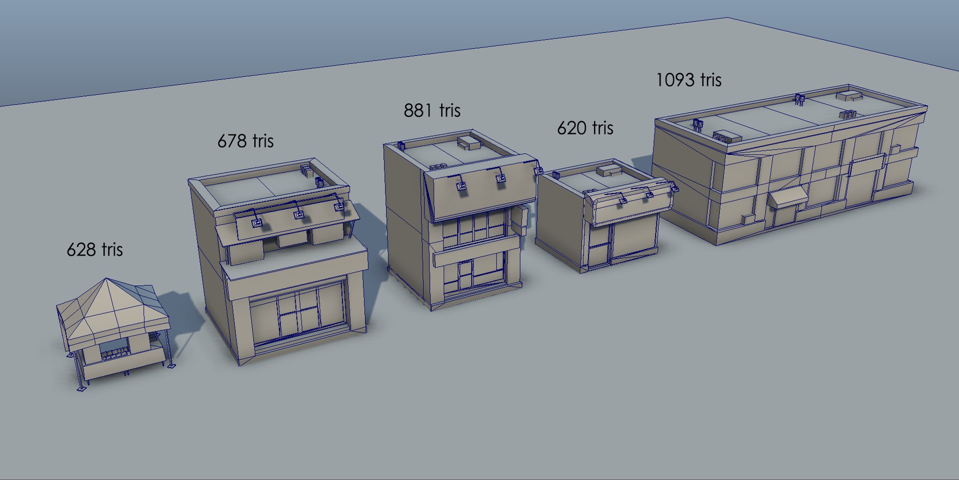 3d set small stores - model