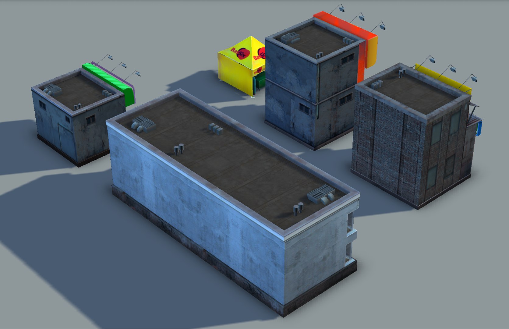 3d set small stores - model