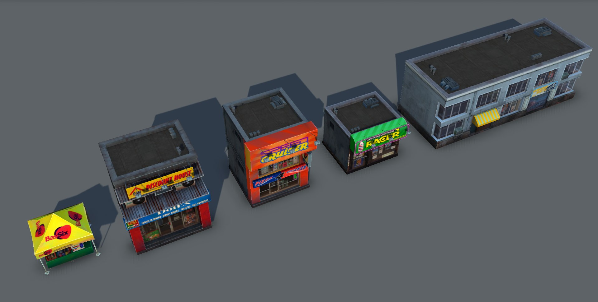 3d set small stores - model
