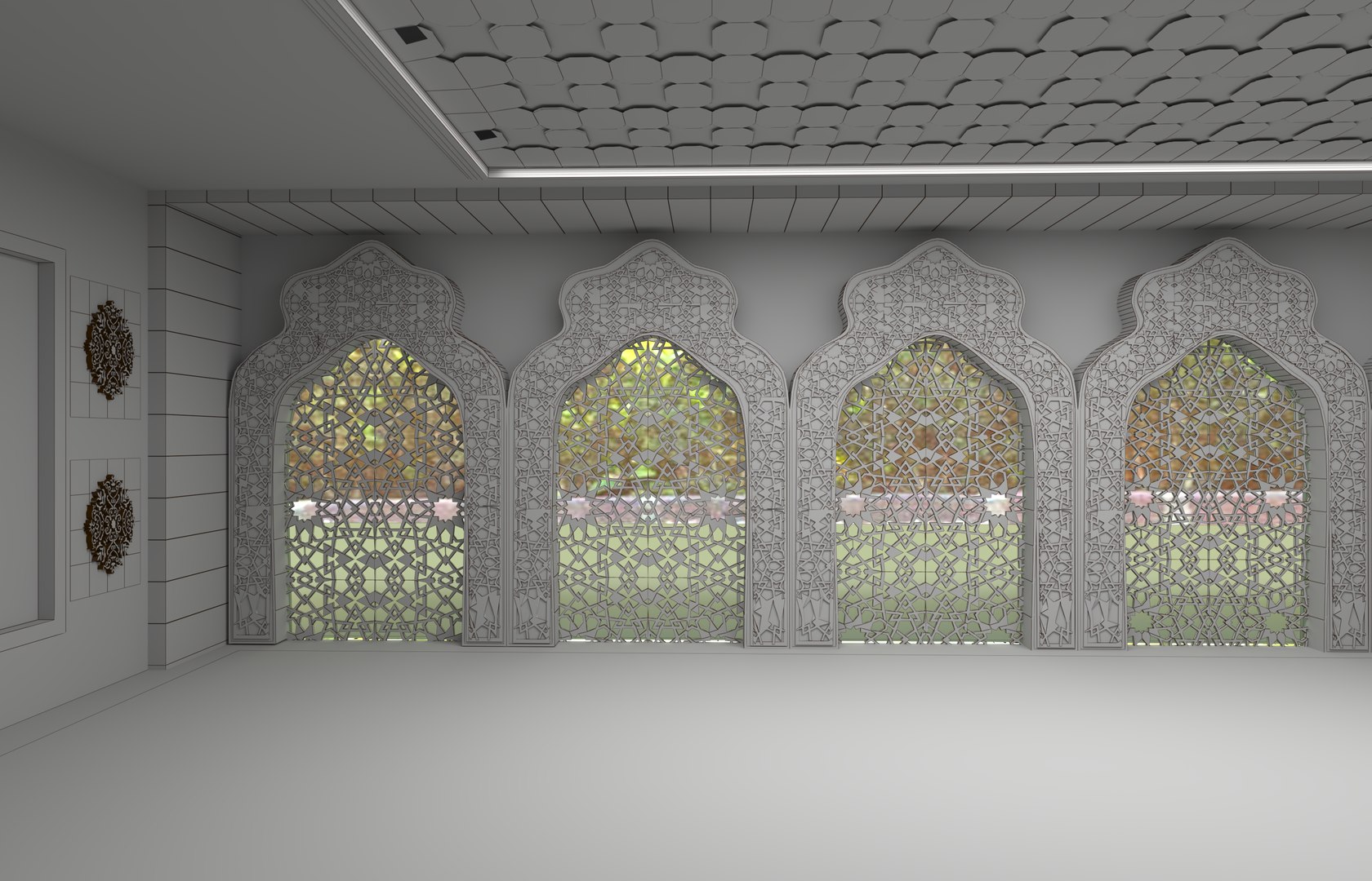 3D Islamic Arches Windows With Geometry Metal Work - TurboSquid 2178698