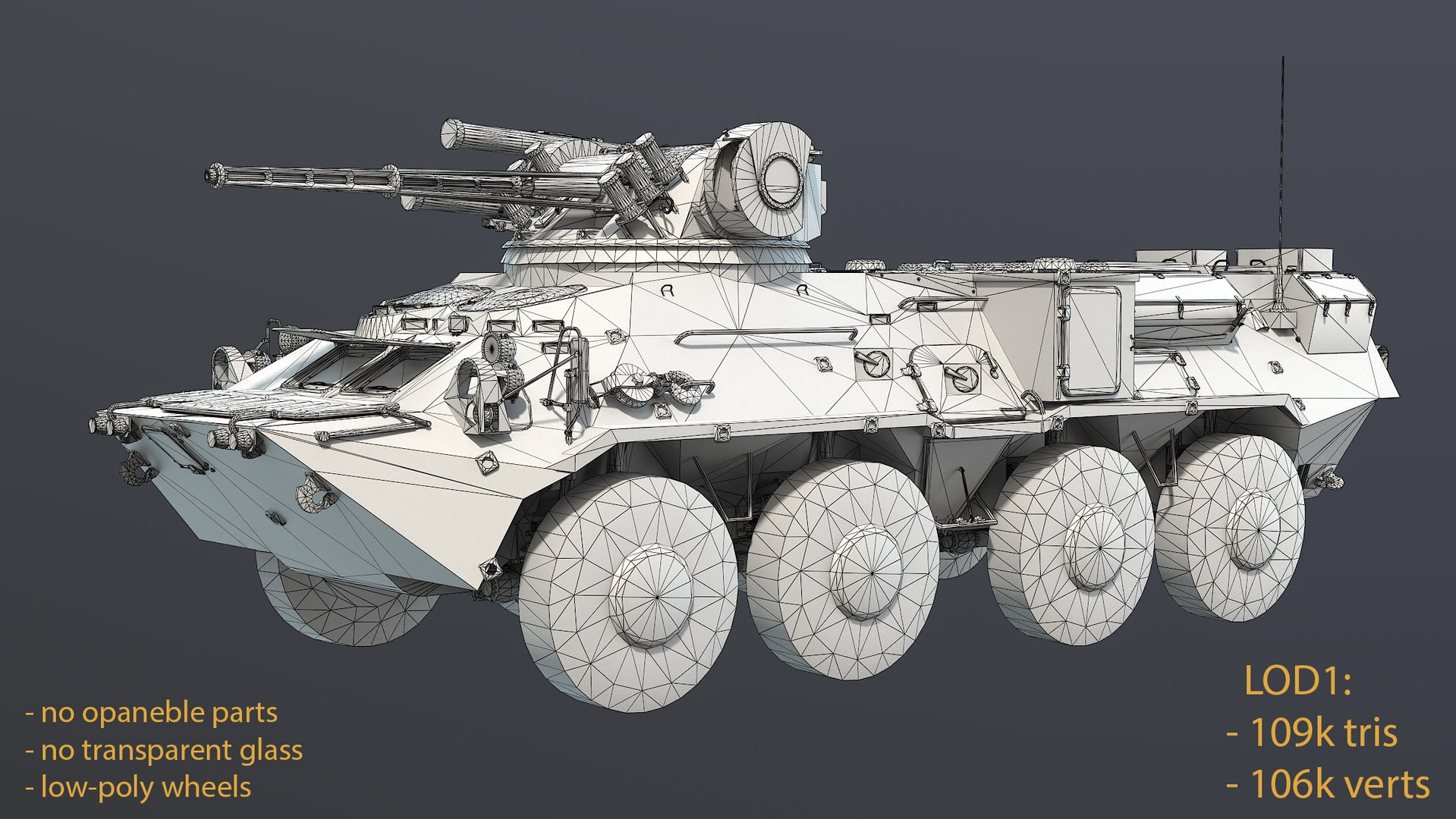 3D BTR-3 Ukrainian APC Game Ready - TurboSquid 2034891