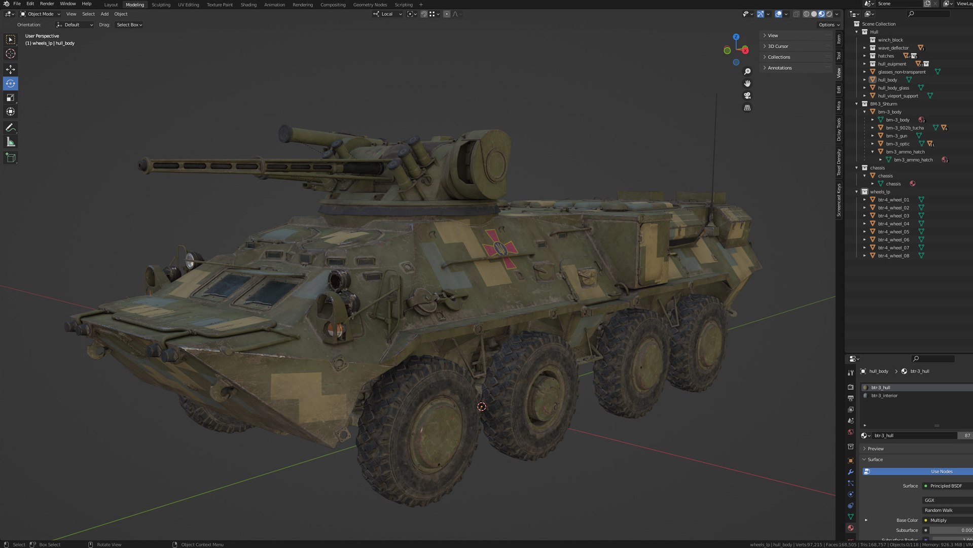3D BTR-3 Ukrainian APC Game Ready - TurboSquid 2034891