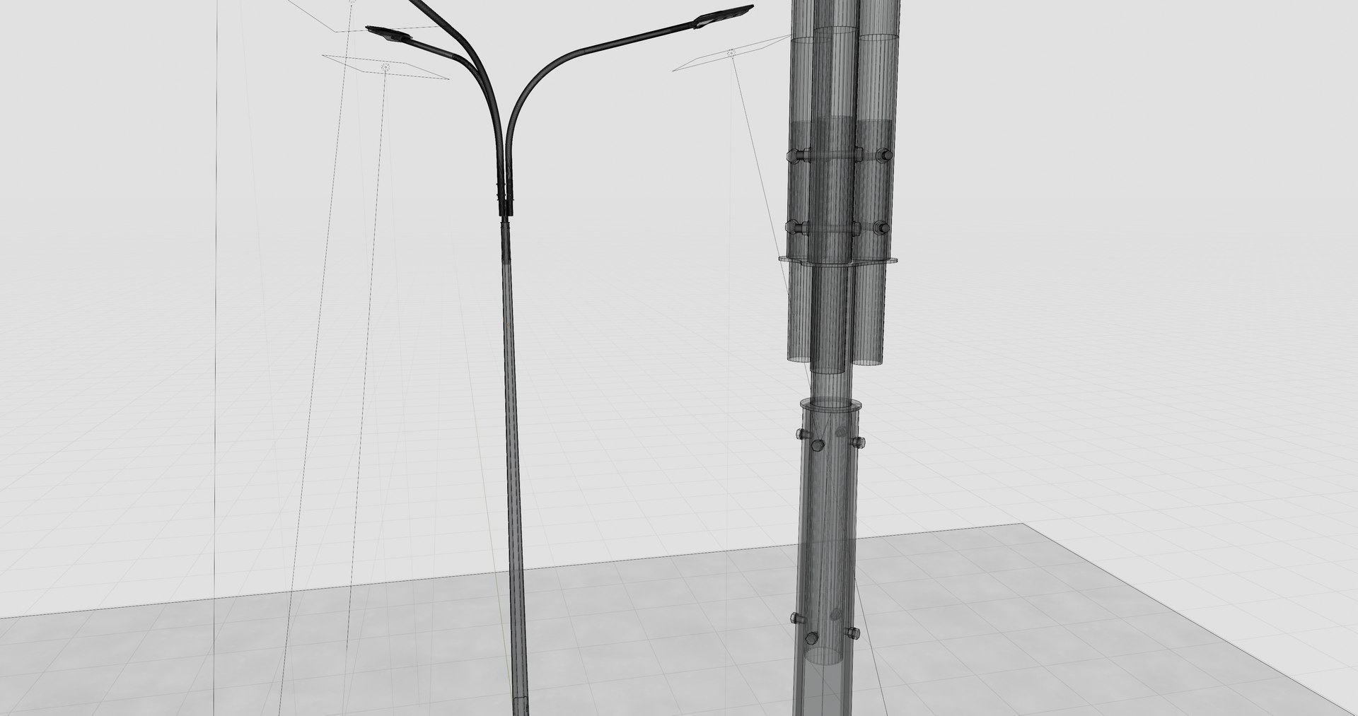 6MT LIGHTING POLE-TRIPLE BENDING ARM Model - TurboSquid 2296287