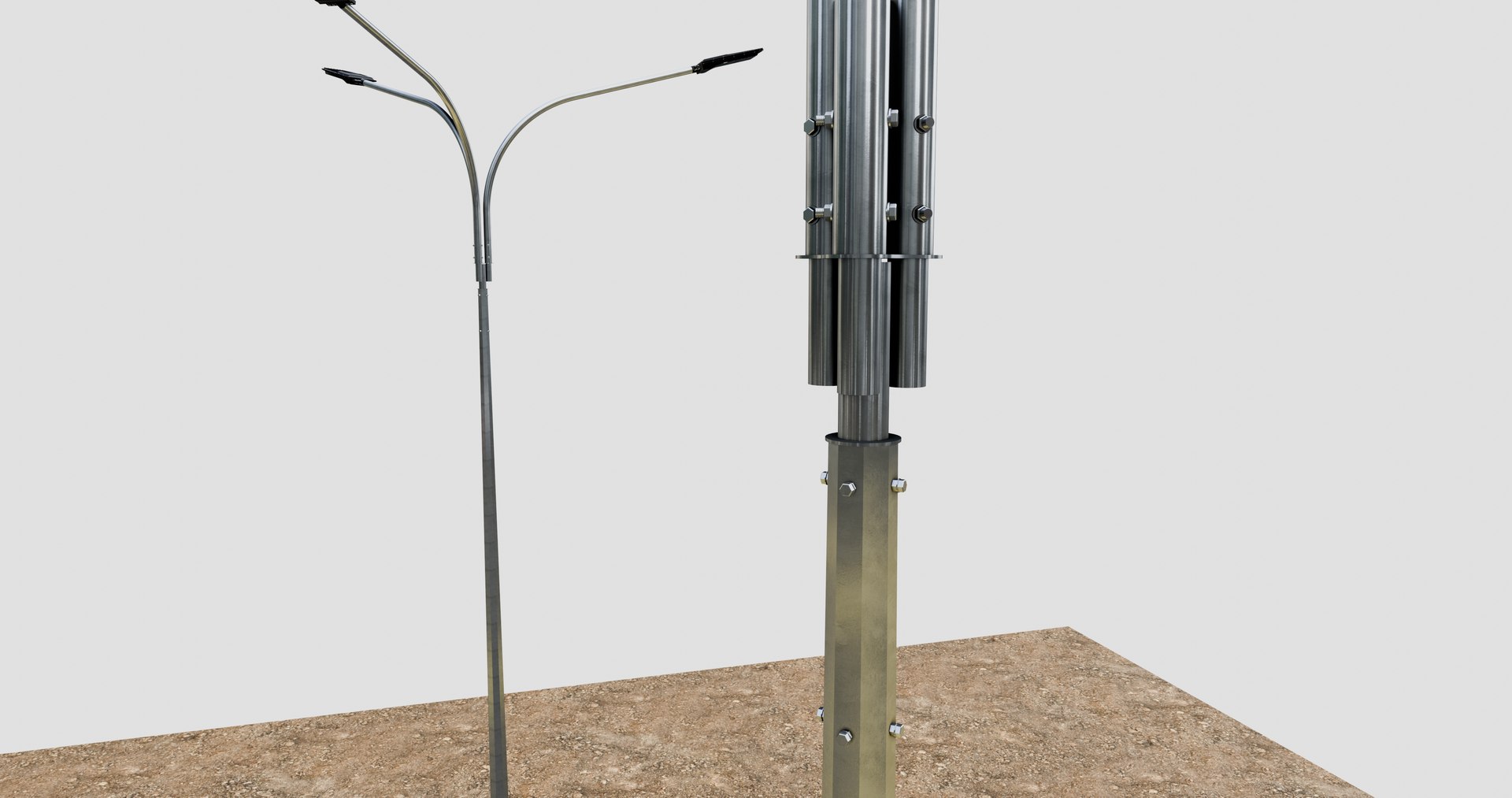 6MT LIGHTING POLE-TRIPLE BENDING ARM Model - TurboSquid 2296287