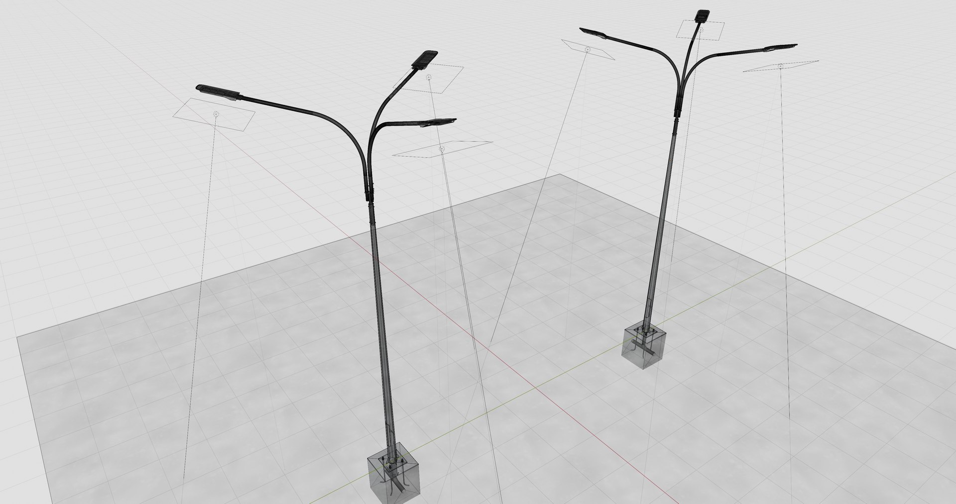 6MT LIGHTING POLE-TRIPLE BENDING ARM Model - TurboSquid 2296287