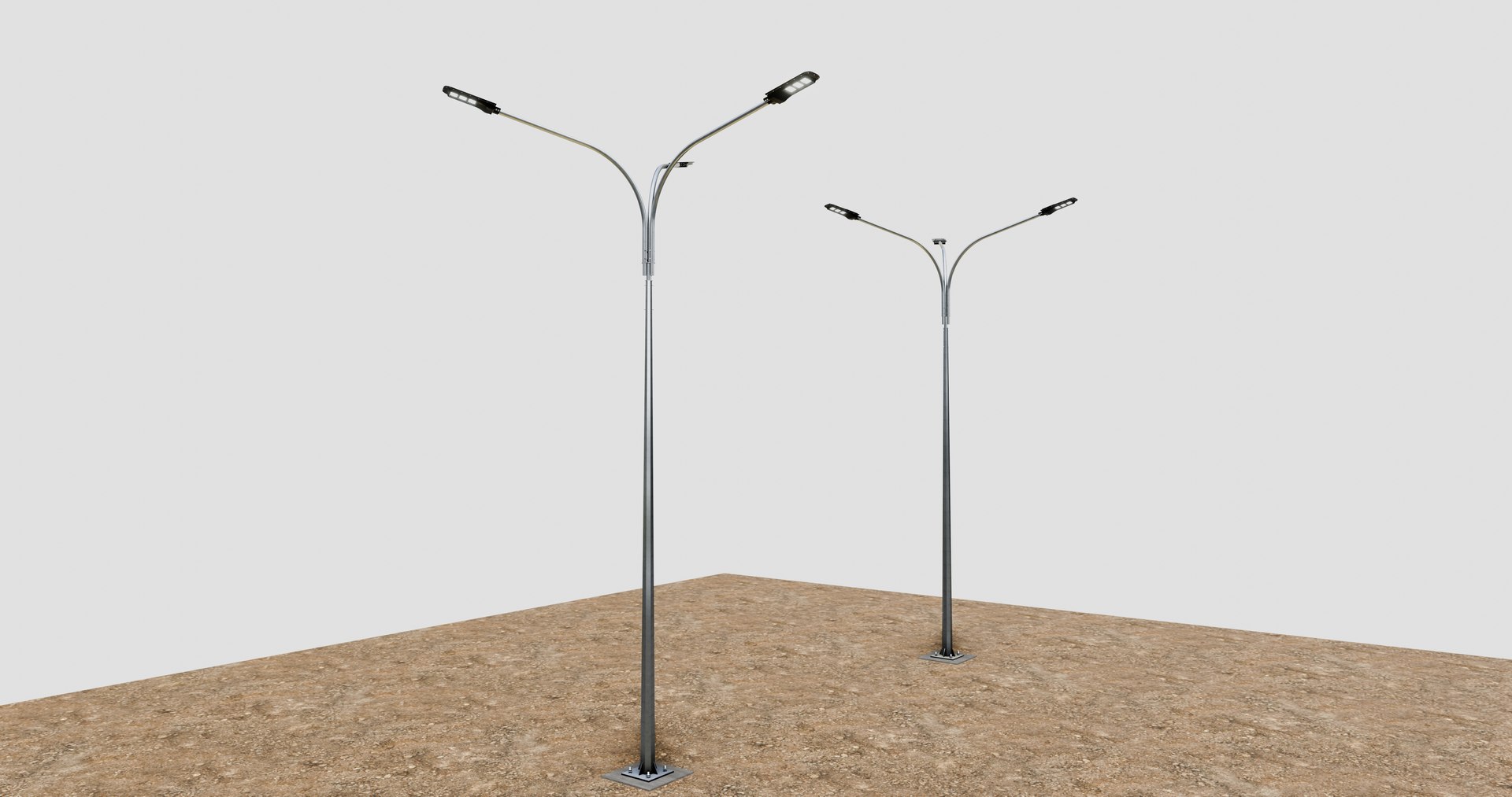 6MT LIGHTING POLE-TRIPLE BENDING ARM Model - TurboSquid 2296287