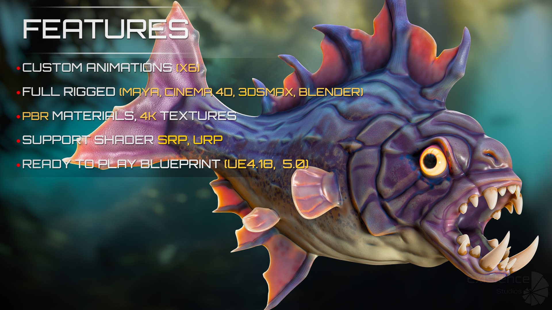 3D Fantasy Fish 06 - Aqua Life - Underwater Creature - 45 3D Model ...