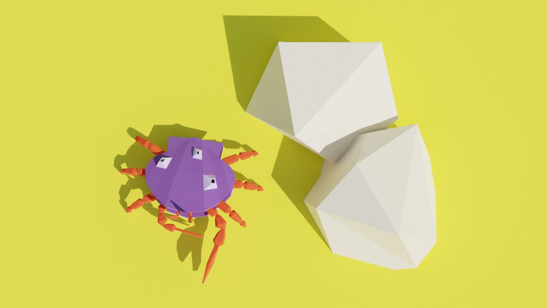 Crab in a seashell character low poly 3D model for games 3D ...