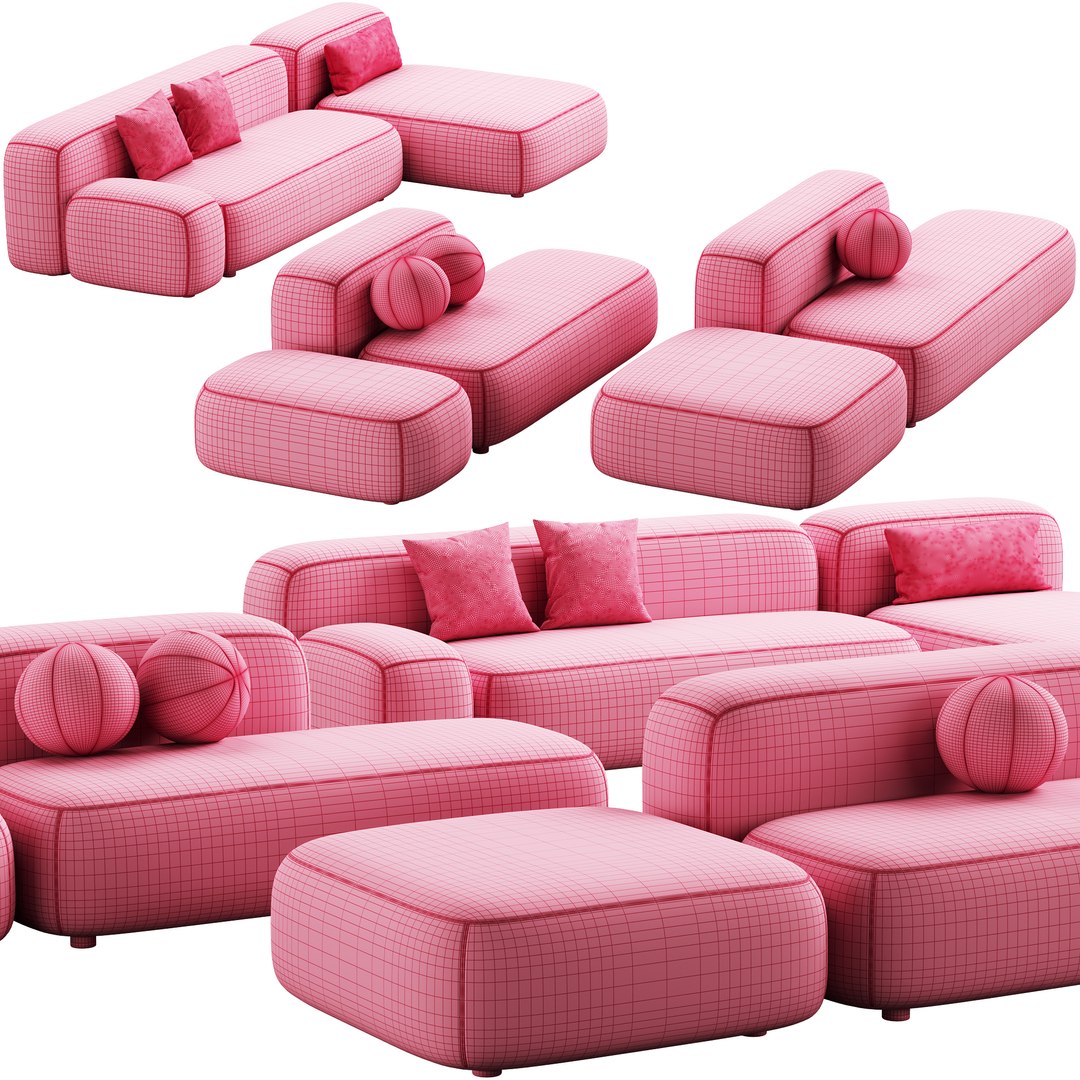 3D 475 Cloud Modular Sofa Ribbl By Divan Ru 3 Options Part 1 - TurboSquid 2306492