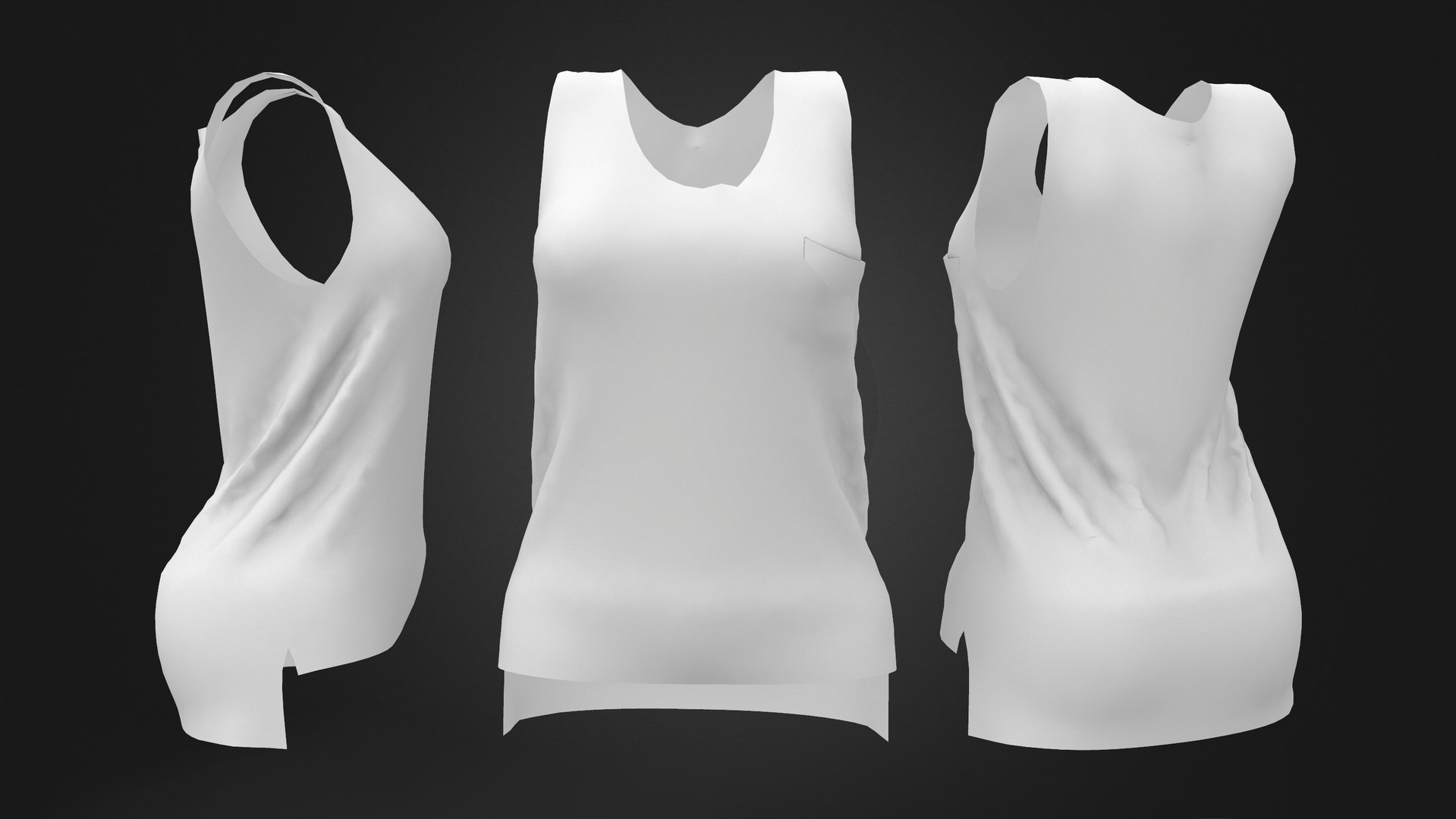 Ladies Back Hem Tank Top 3D Model - TurboSquid 1820912