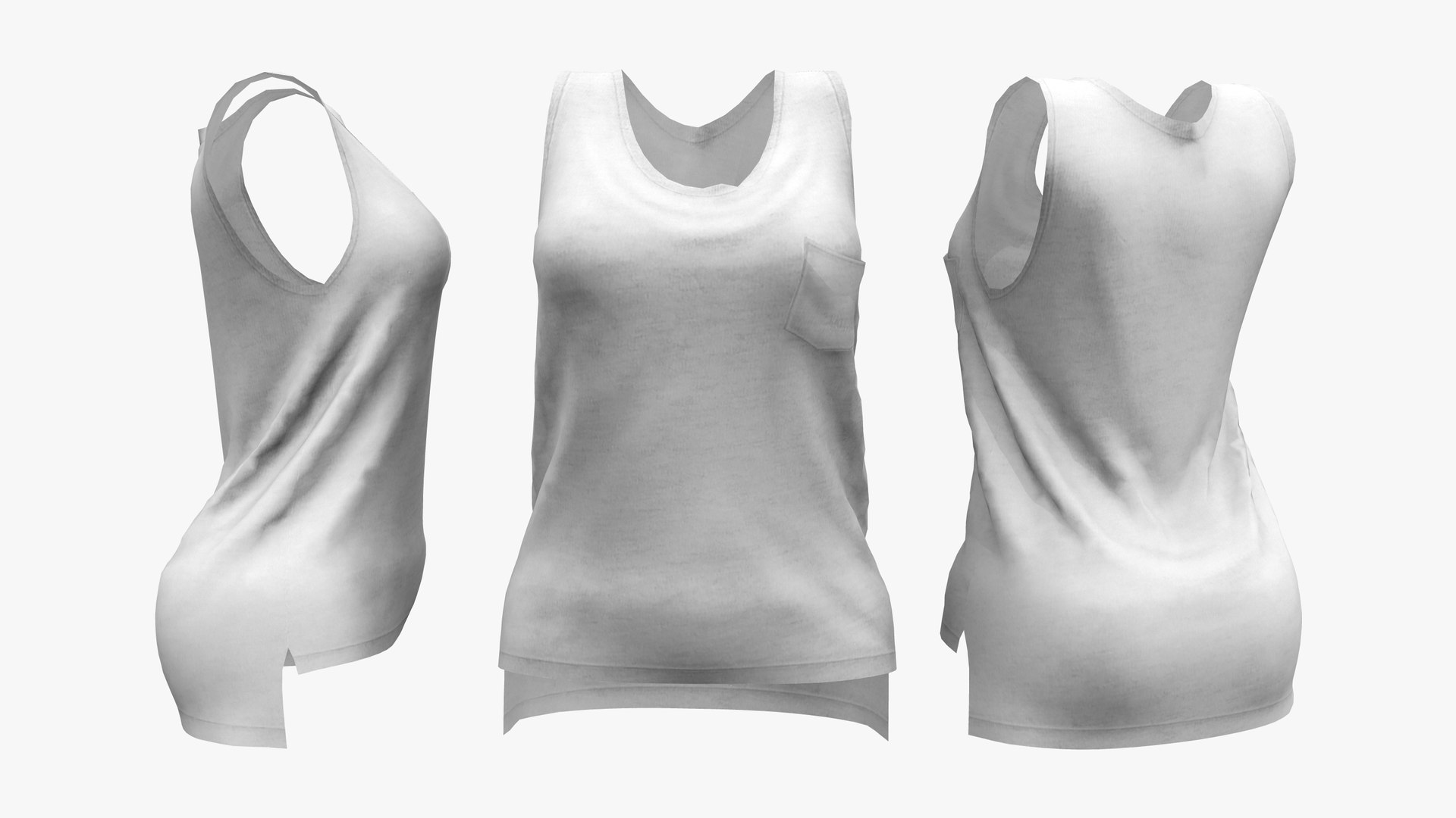 Ladies Back Hem Tank Top 3D Model - TurboSquid 1820912