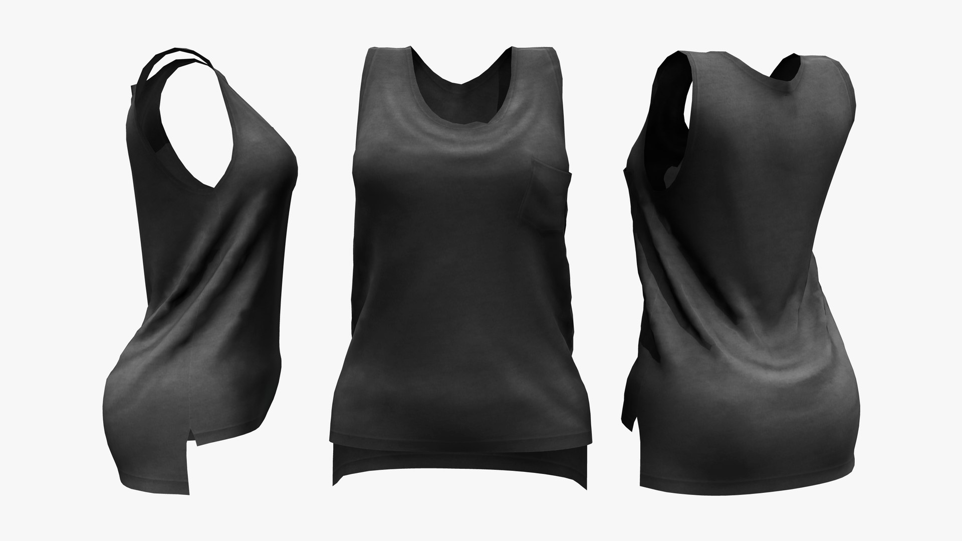 Ladies Back Hem Tank Top 3D Model - TurboSquid 1820912