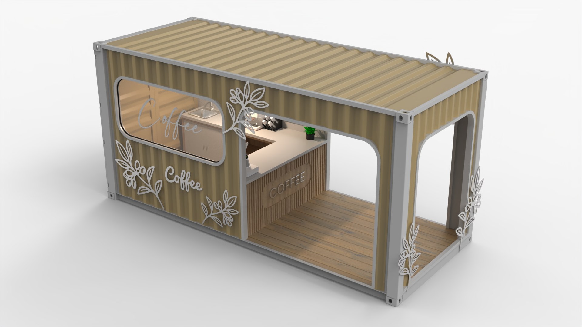 Shipping Container Coffee Stall Model - TurboSquid 2235376