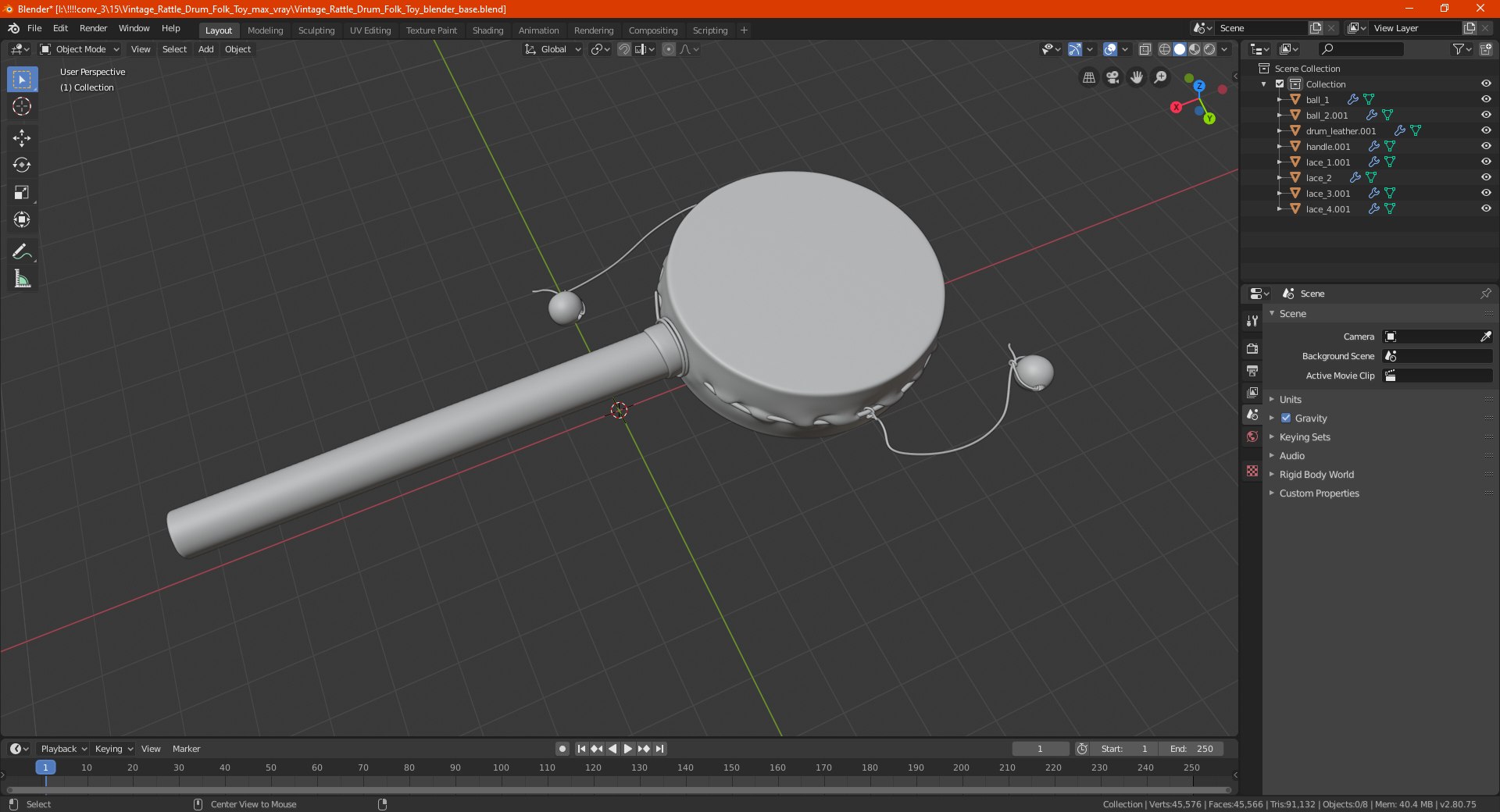 3D Vintage Rattle Drum Folk - TurboSquid 1682097
