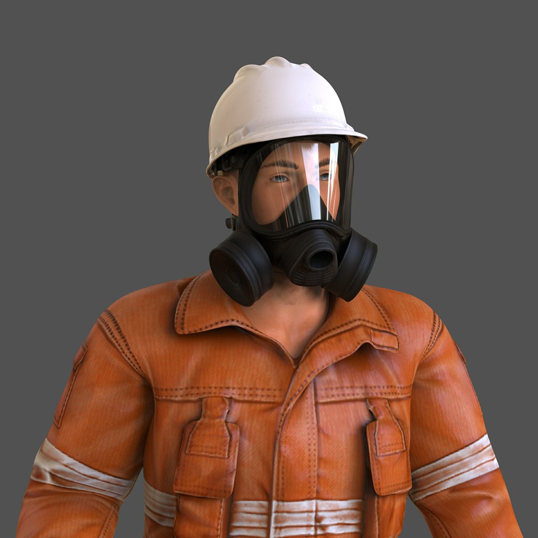 Gas Mask Worker Character Rigged Animated 3D Model - TurboSquid 2060397