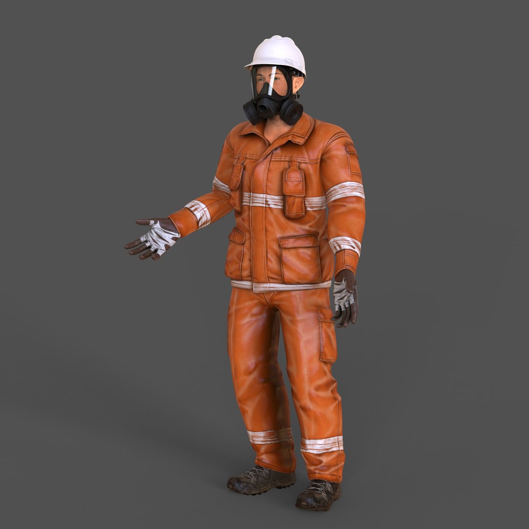 Gas Mask Worker Character Rigged Animated 3D Model - TurboSquid 2060397