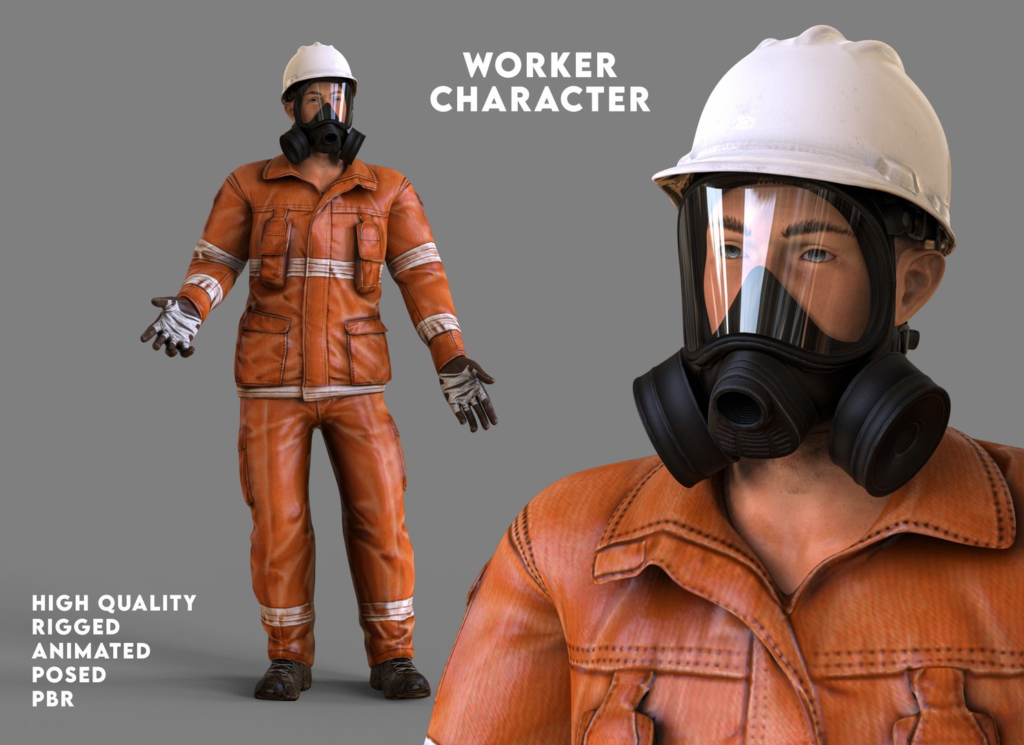 Gas Mask Worker Character Rigged Animated 3D Model - TurboSquid 2060397
